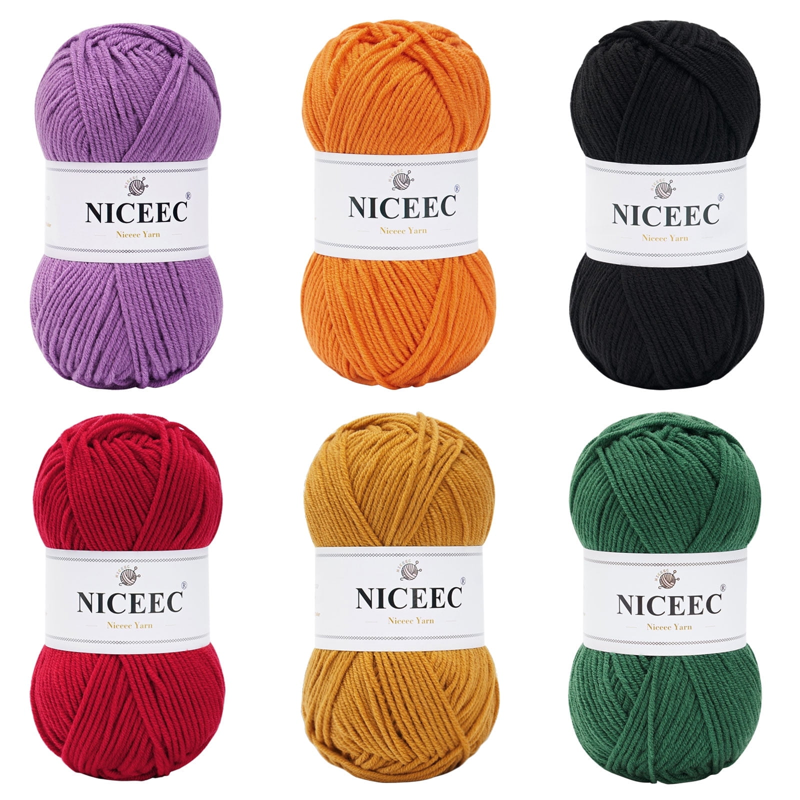 NICEEC 6×50g Soft Assorted Colors Yarn Sport Weight Yarn Bonbons Yarn ...