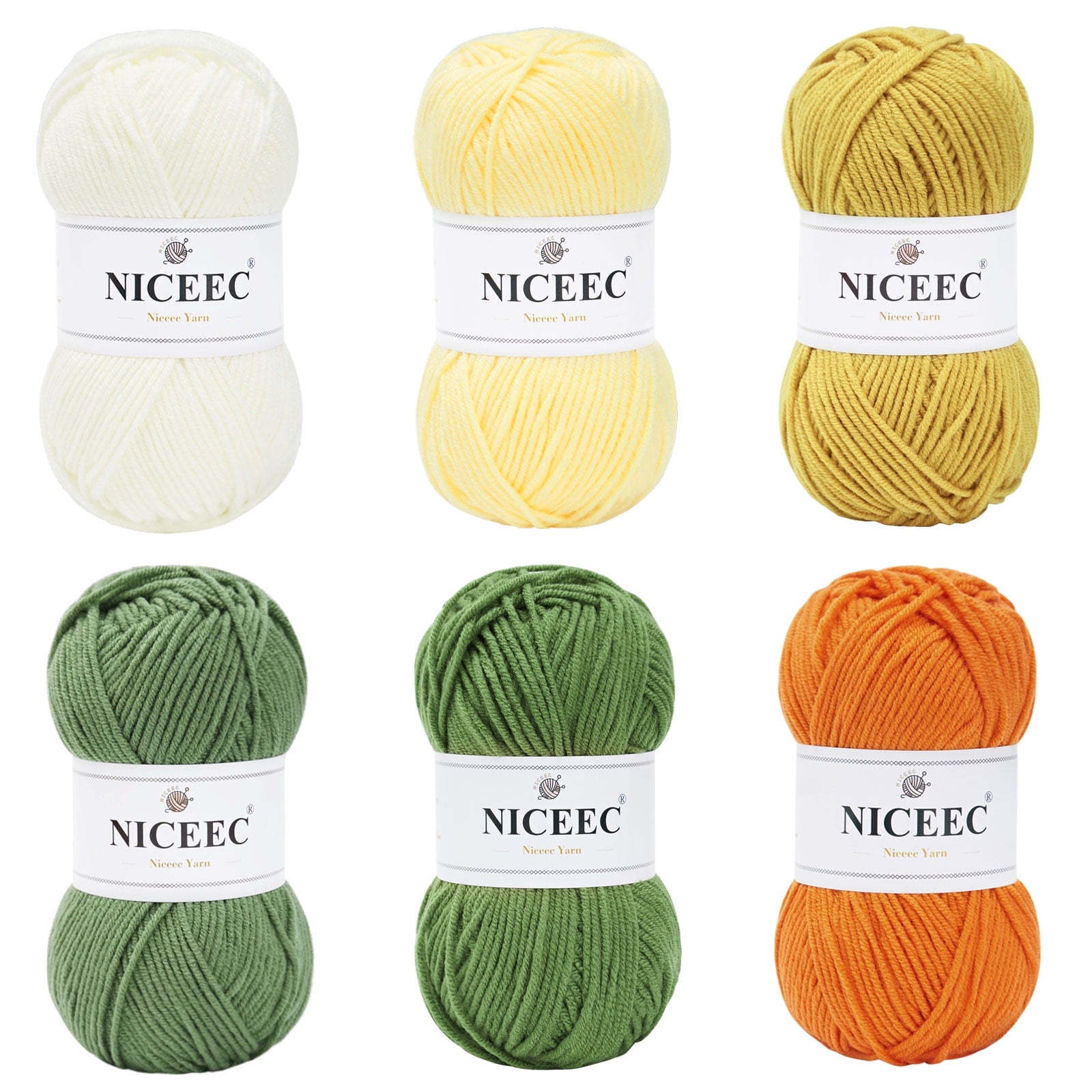 NICEEC 6×50g Soft Assorted Colors Yarn Sport Weight Yarn Bonbons Yarn ...