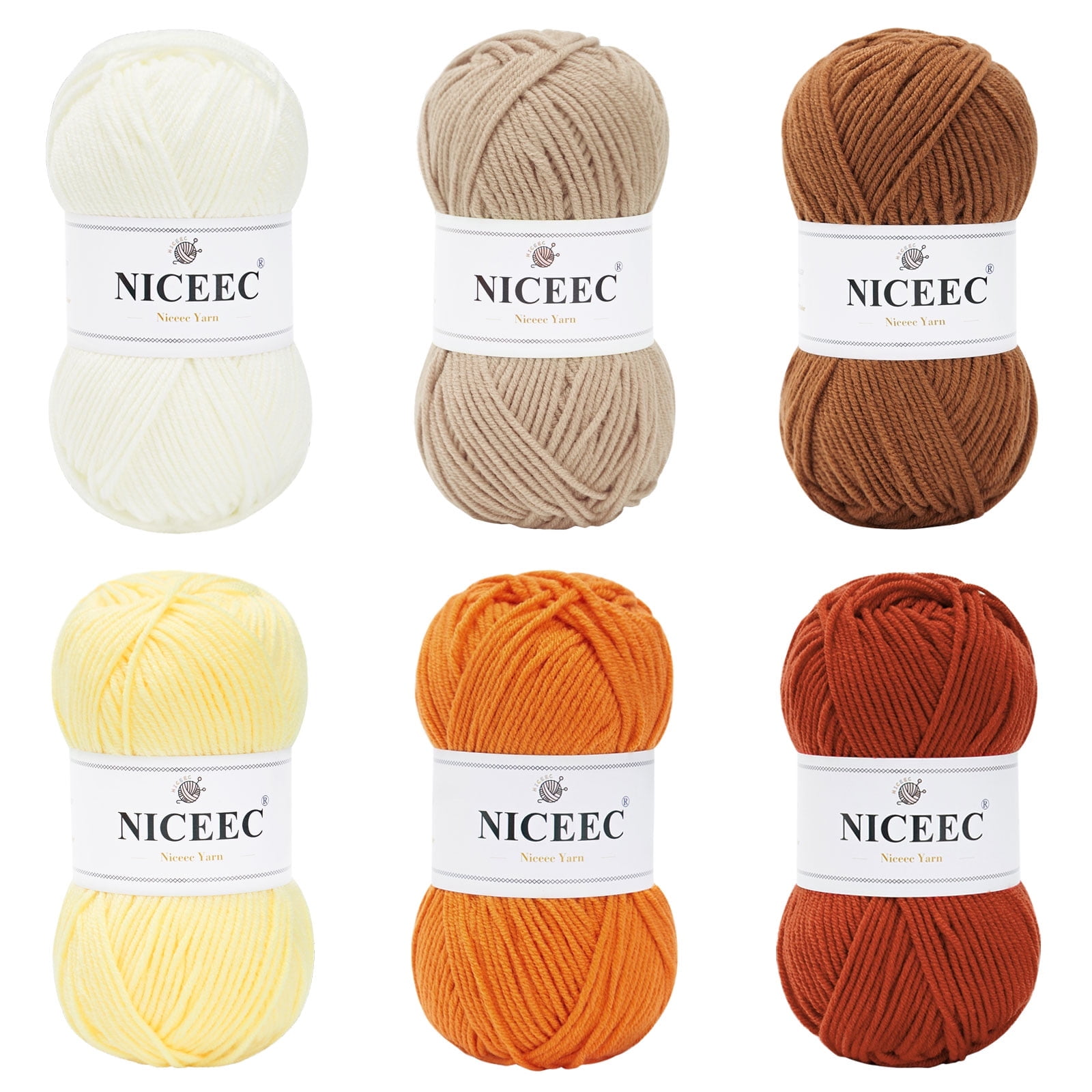 NICEEC 6×50g Soft Assorted Colors Yarn Sport Weight Yarn Bonbons Yarn ...