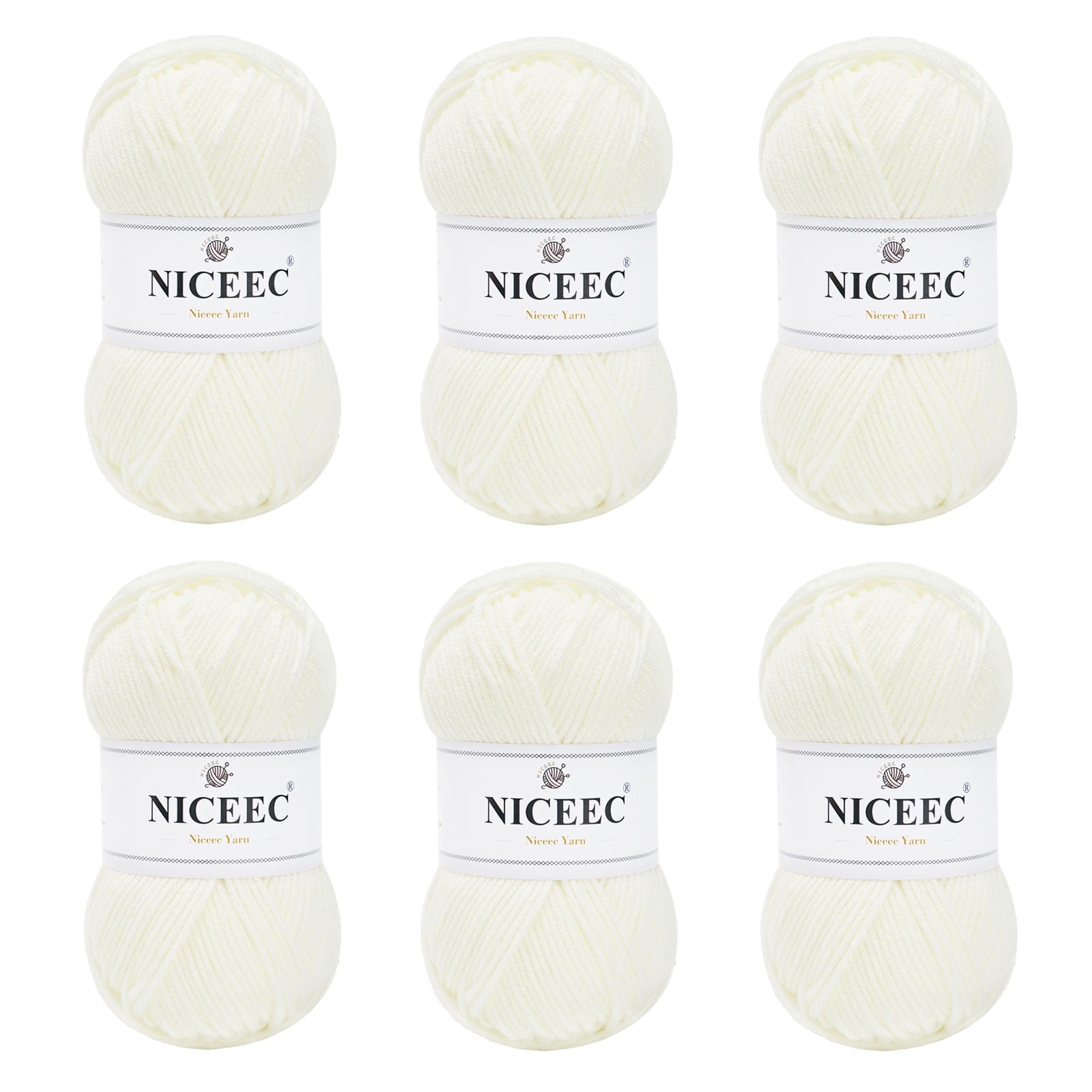 NICEEC 6×50g Soft Assorted Colors Yarn Sport Weight Yarn Bonbons Yarn ...