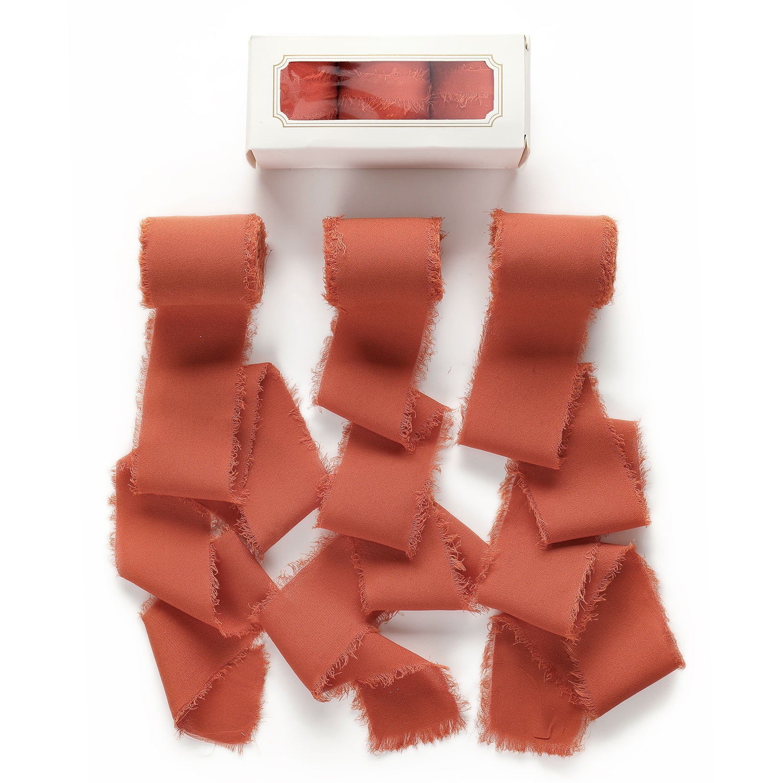 NICEEC Chiffon Silk Ribbon for Gift Wrapping 3 Rolls 1.97" x 7Yd Orange ...