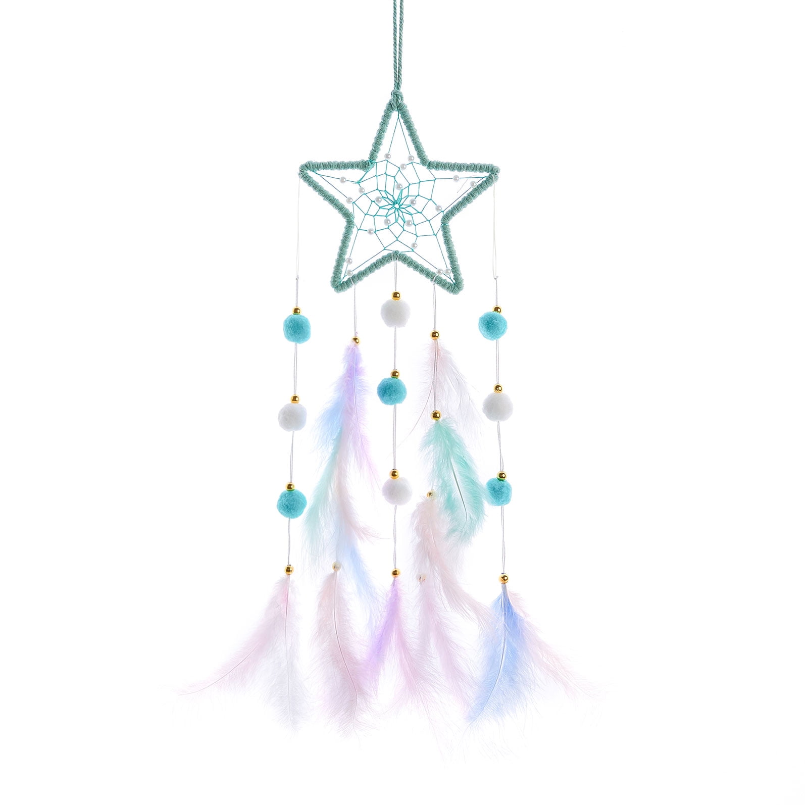 NICEEC Green Star Kids Dream Catcher Wall Decor Pompom Feather Baby ...
