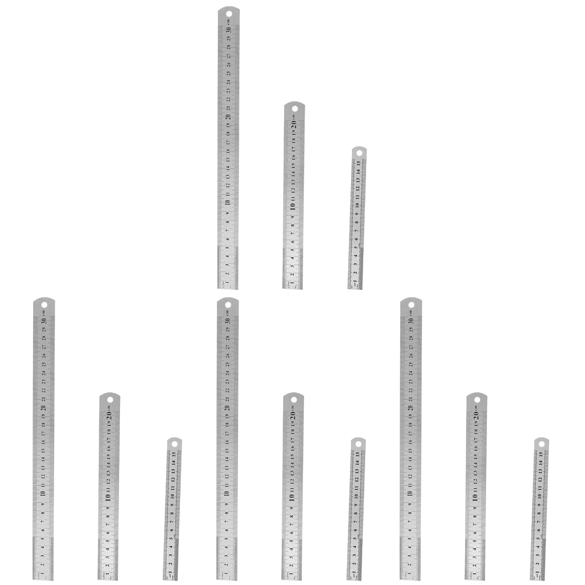 NICEMAL 12 Pcs Stainless Steel Rulers Measuring Rulers Students Rulers ...