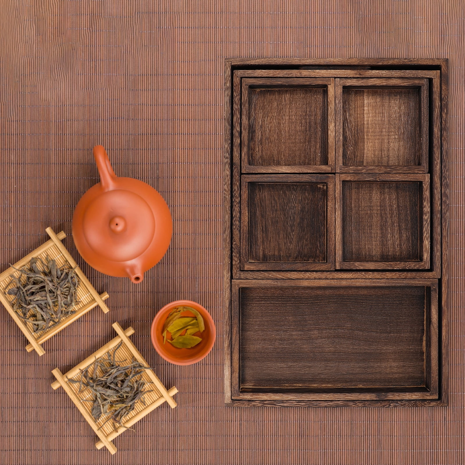Supvox 1Pc Wooden Food Serving Tray Dark Brown Practical Rectangular ...