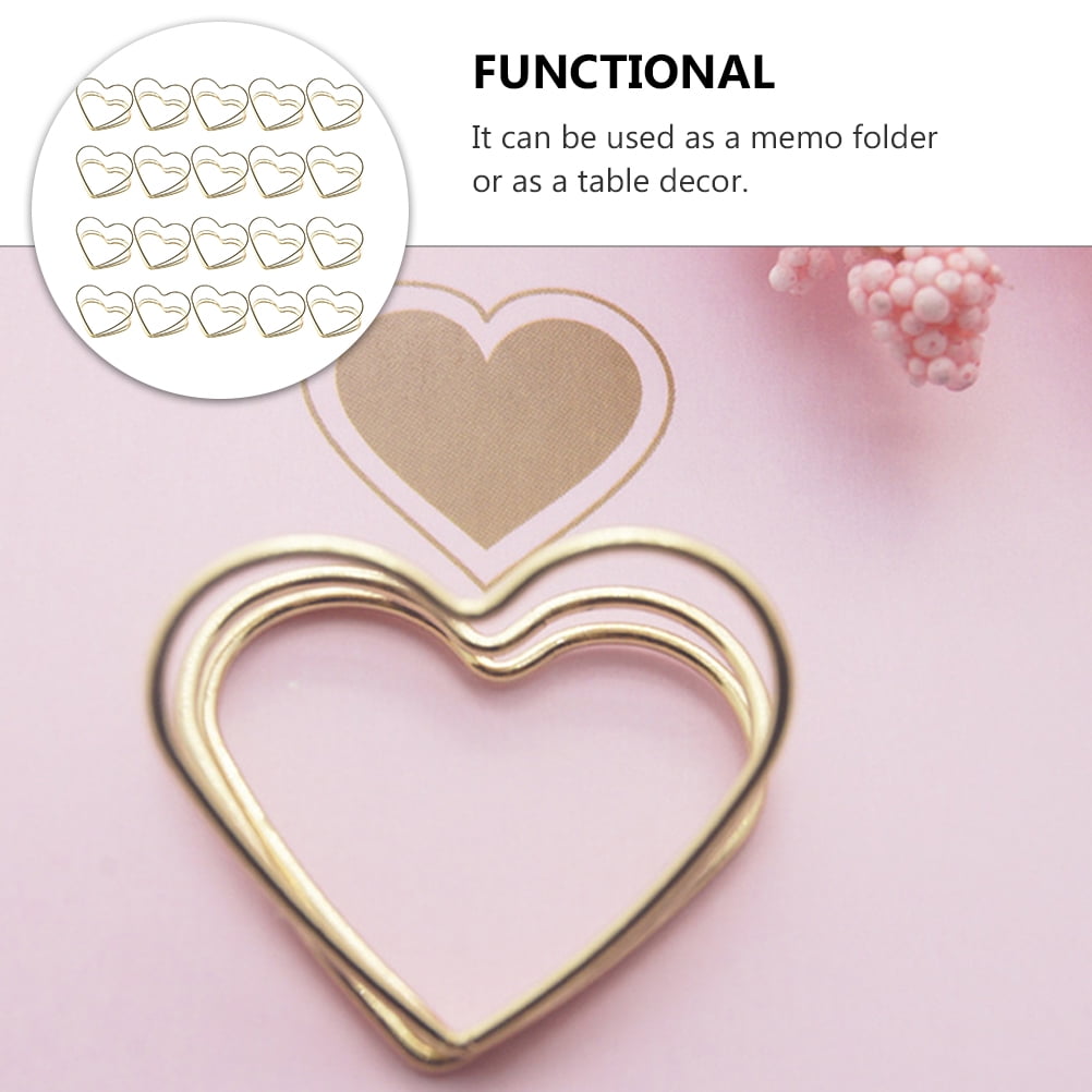 Supvox 20Pcs Creative Heart Shape Memo Clips Metal Material for Home ...