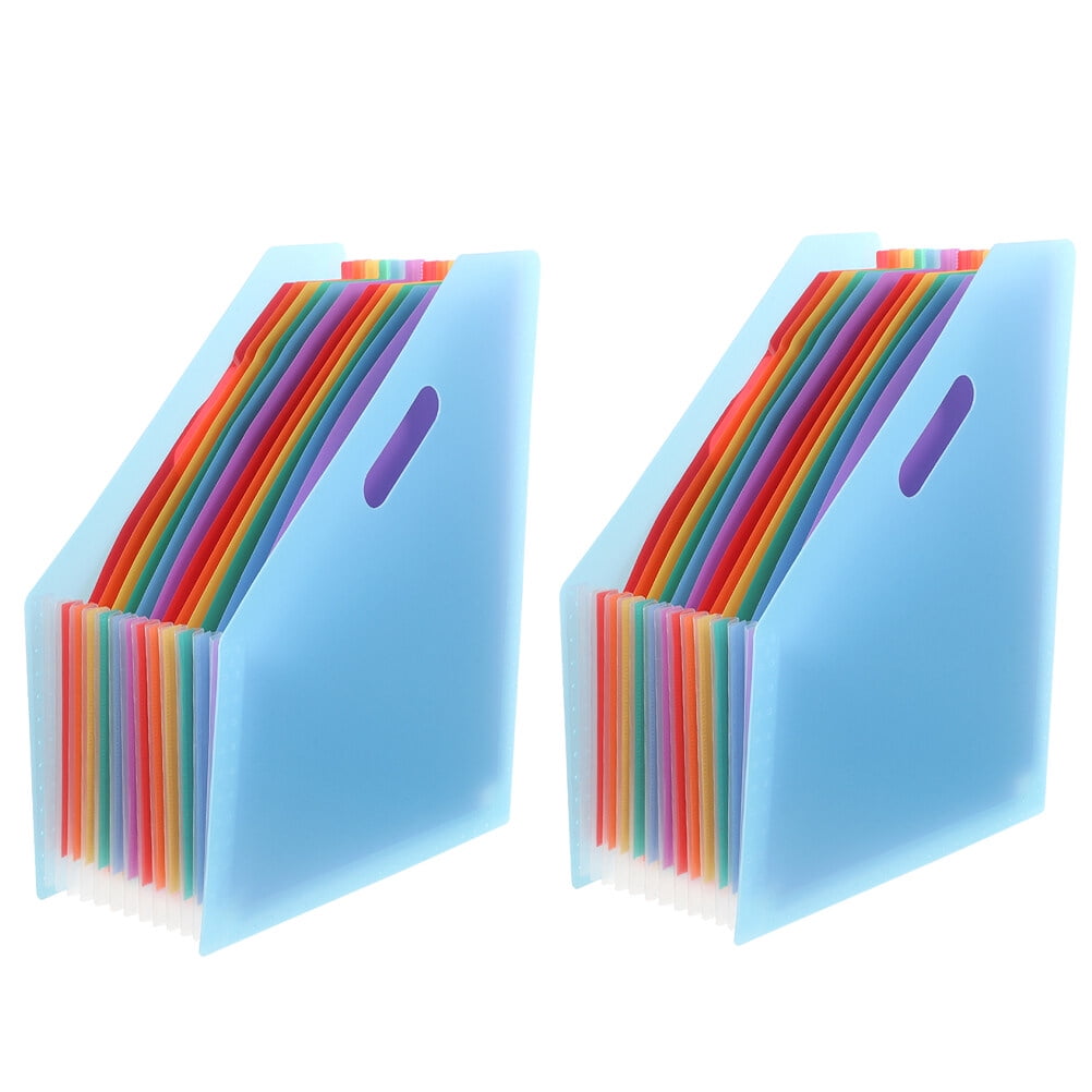 Supvox 2Pcs Blue Expandable Standing File Folder for Office Documents ...