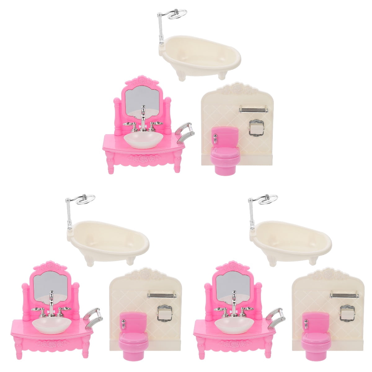 NICEMAL 3 Sets Mini Furniture Model Mini House Bathtub Toilet Mini ...
