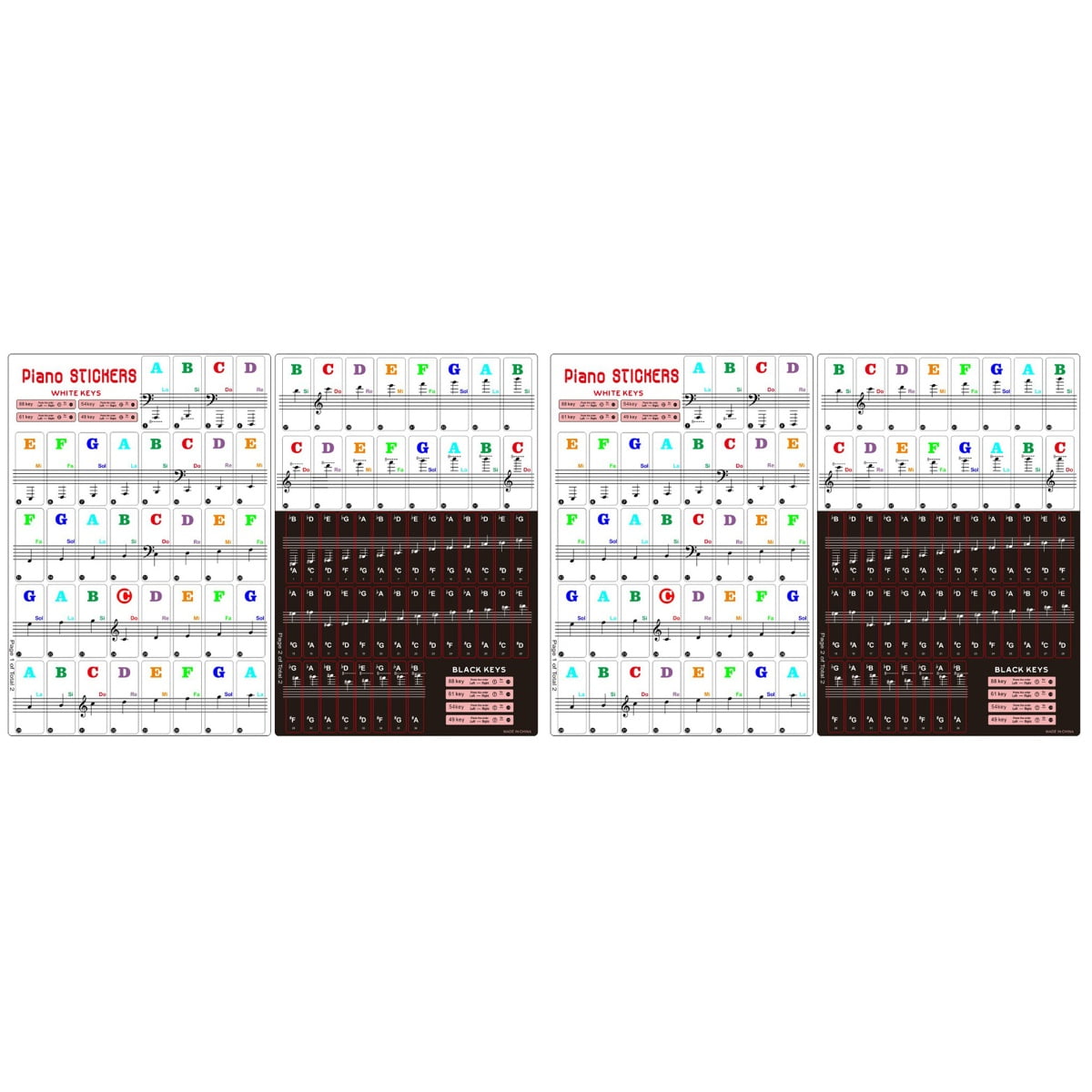NICEMAL 4 Sets Piano Keyboard Stickers Color Electronic Keyboard ...