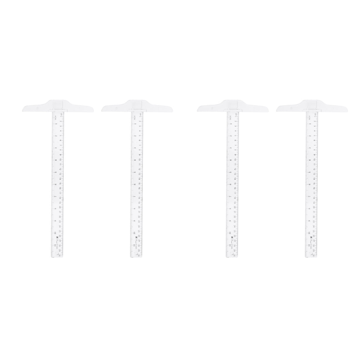 NICEMAL 4 pcs 30cm T-Square Double Side Scale Plastic Measuring Tool T Shape Ruler for Drafting ...