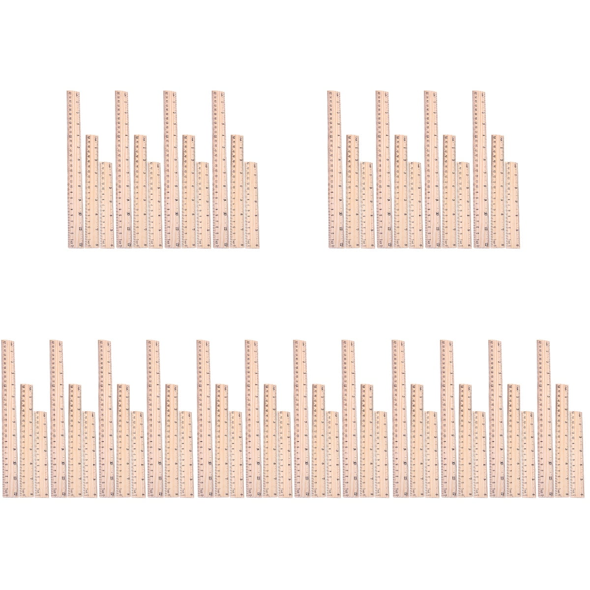 NICEMAL 60 Pcs Wood Rulers Measuring Rulers Students Rulers Math ...