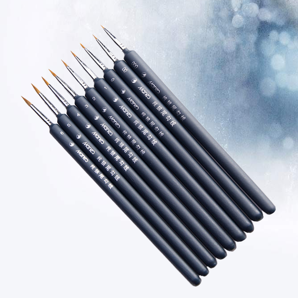 NICEMAL 9pcs Weasel Hair Water Color Brushes Paintbrush Line Drawing ...
