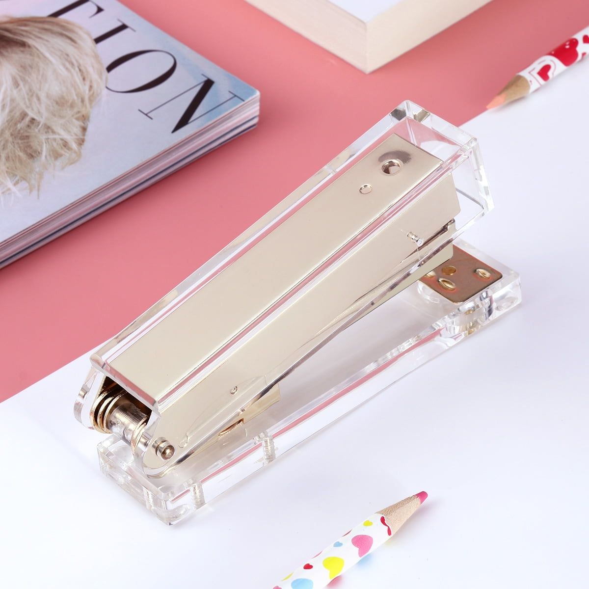 NICEMAL Acrylic Gold Desktop Staplers Classic Modern Design to Brighten ...