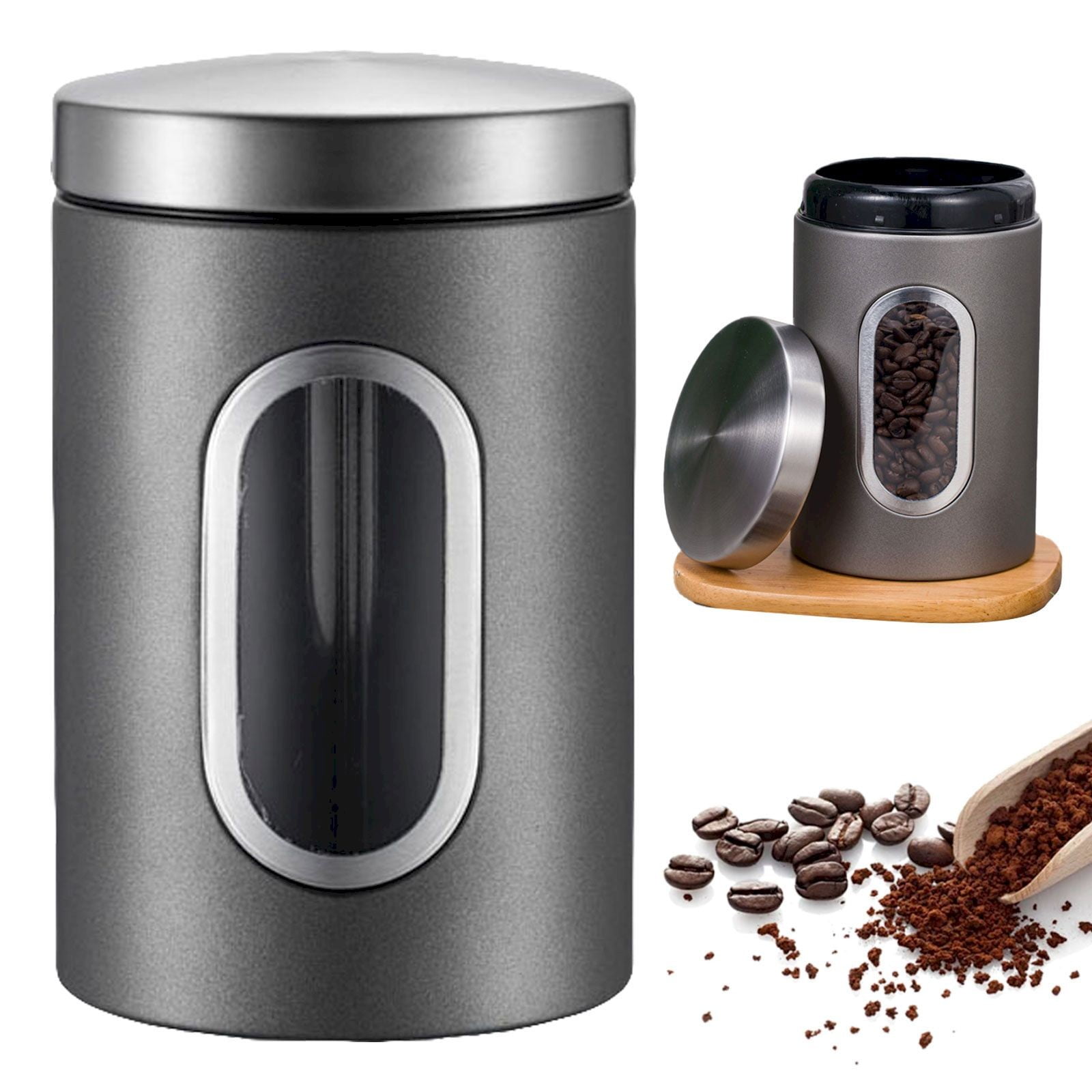 NICEME 1-Pc Gray Canisters Sets For The Kitchen, Airtight Canister Set ...