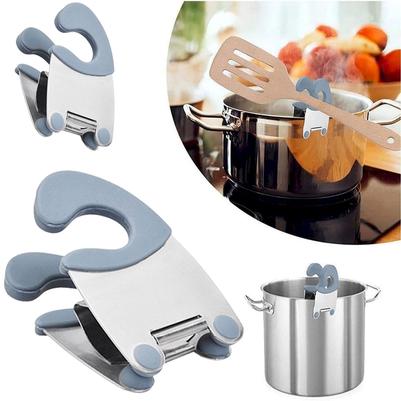 NICEME Pot Spoon Holder Stainless Pot Side Clamp Hot Spoon Holder ...