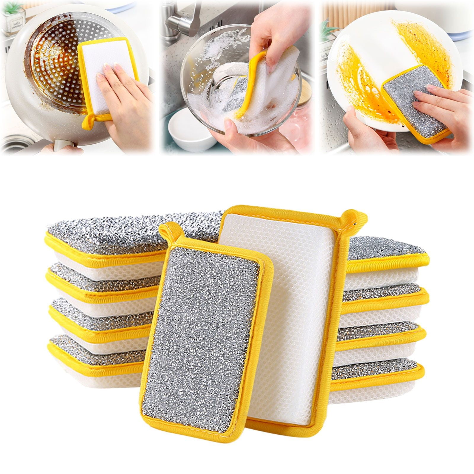 NICEME Sponges Kitchen Washing Up Sponge Double Kitchen Dishcloth Multi ...