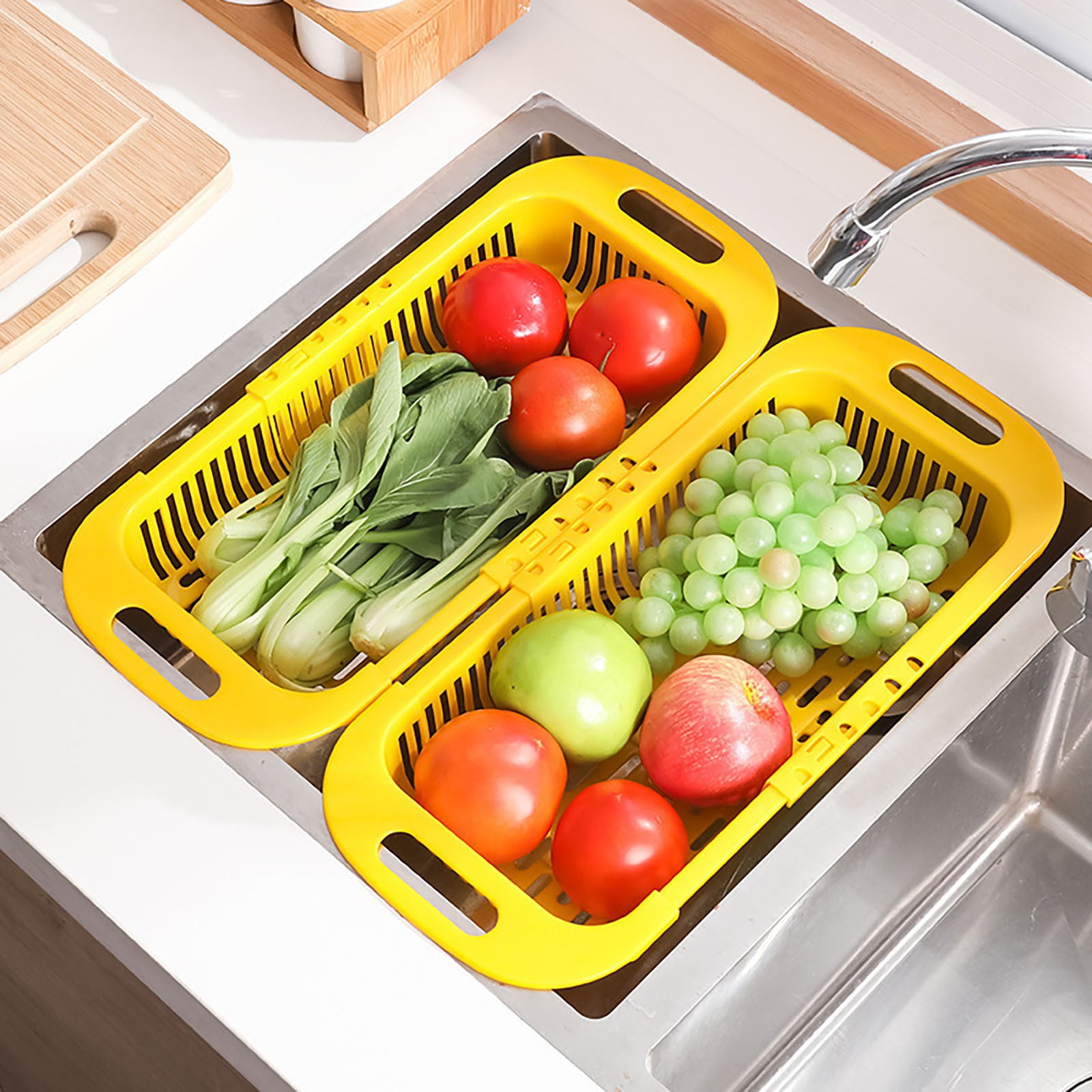 NICEME Telescopic Kitchen Over Sink Organizer Kitchen Retractable Sink ...