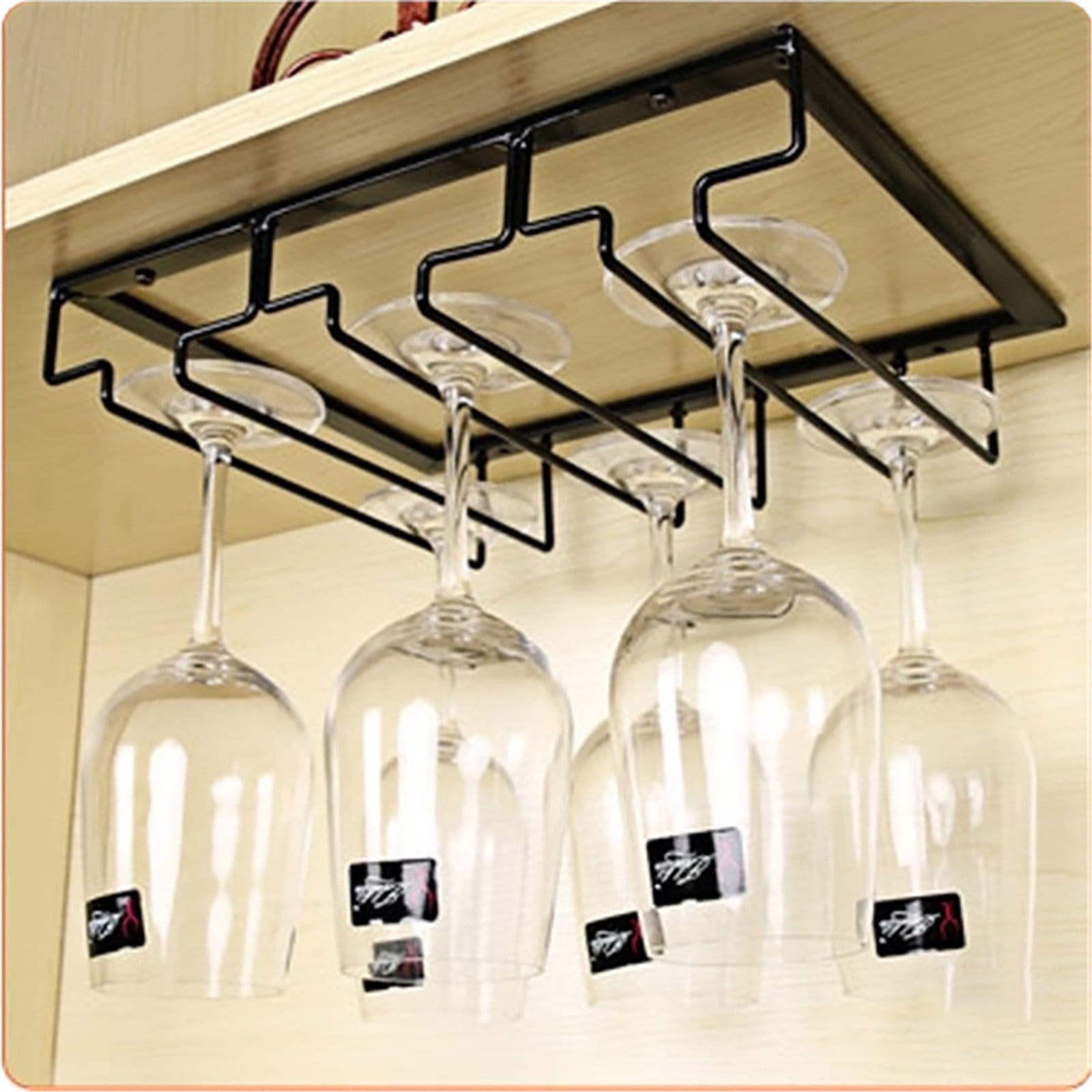 NICEME Wine Glass Rack Under Cabinet 3 Row Extreme Large Stemware ...