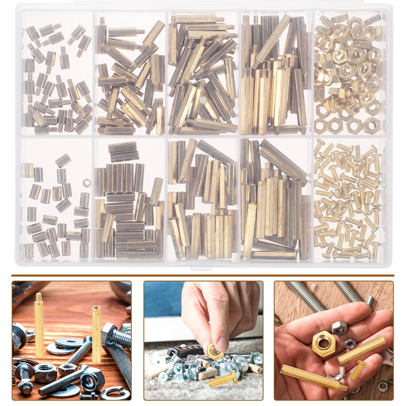 NICERIO 1Set Wear Resistant Golden Copper Standoff Screws and Nuts for ...