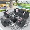 NICESOUL 7 Pcs Patio Conversation Set with Fire Pit Table, Aluminum ...
