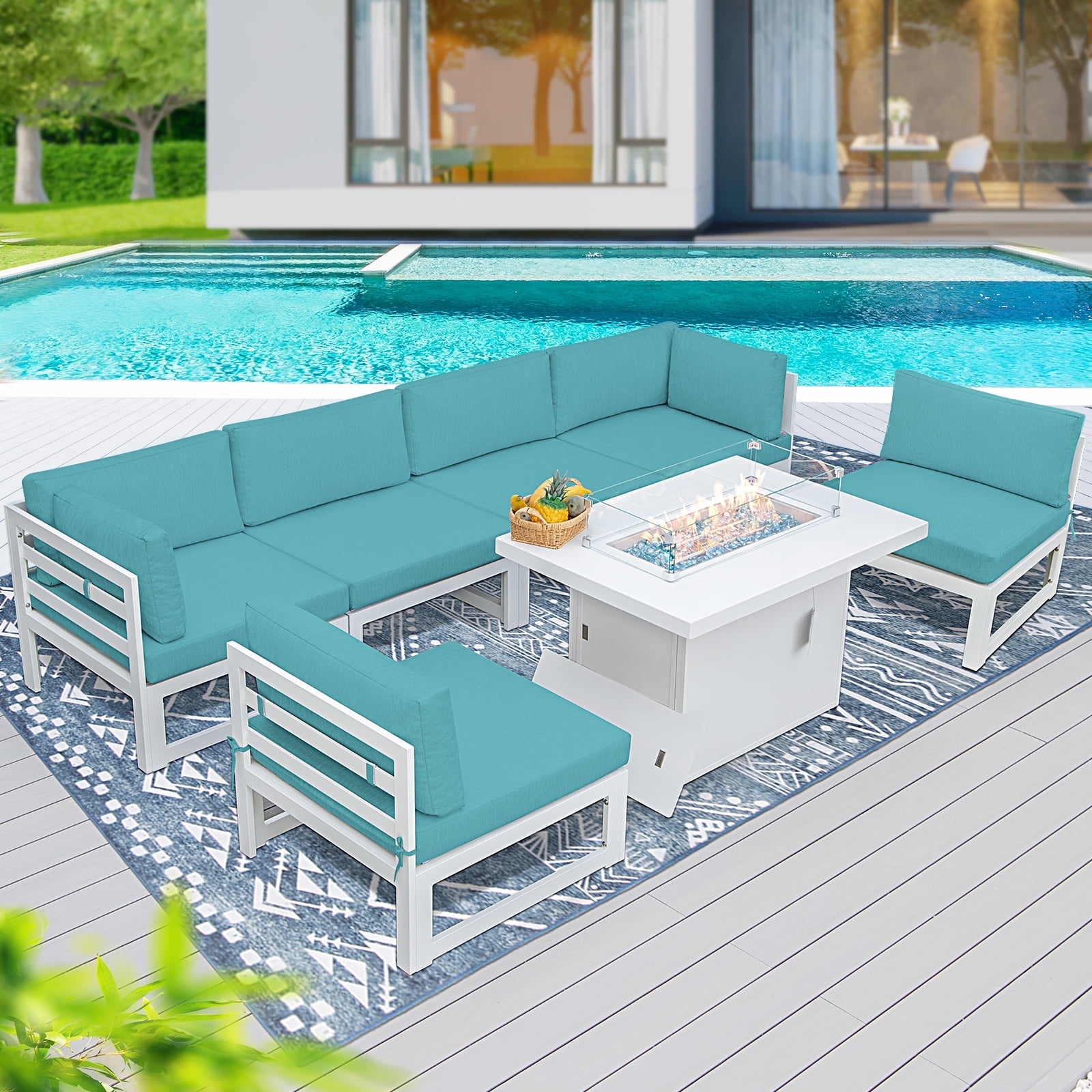 NICESOUL 7 Pieces Aluminum Outdoor Patio Sectional Furniture Sofa Set ...