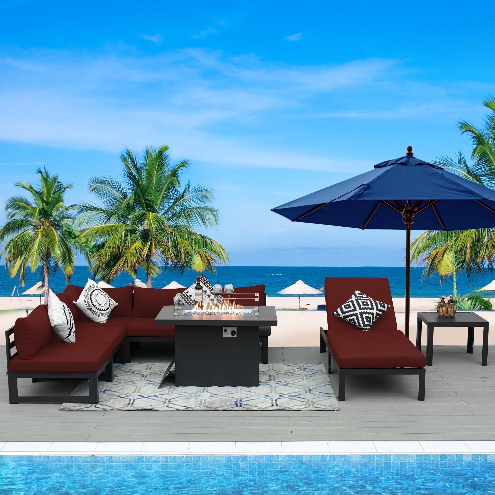 RADIATA 8 Pieces Aluminum Outdoor Patio Sectional Furniture Sofa Set ...