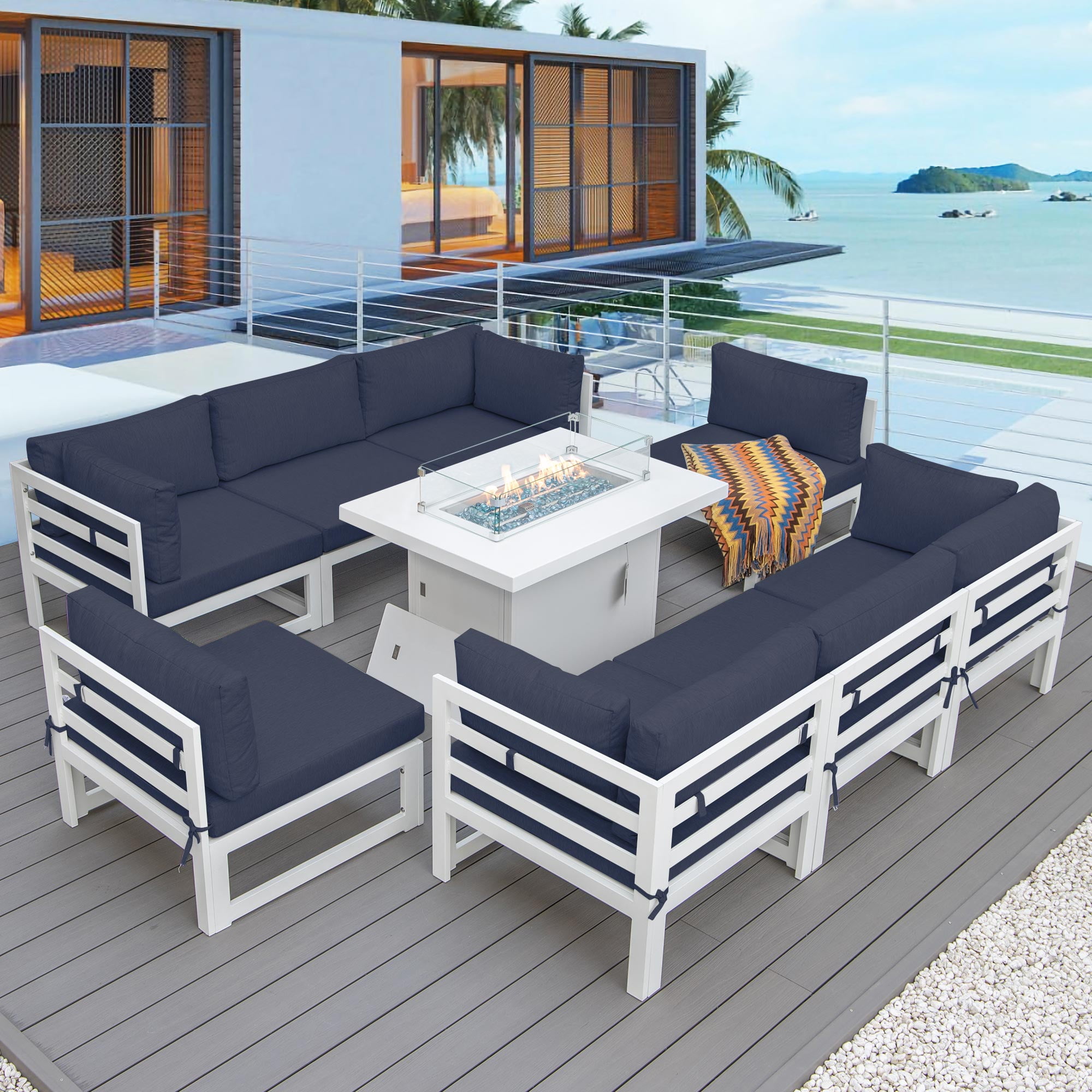 NICESOUL 9 Pieces Aluminum Outdoor Patio Sectional Furniture Sofa Set ...