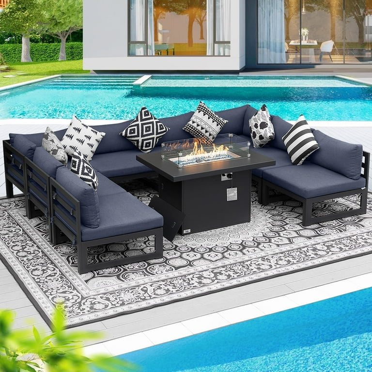 Sectional patio set with fire pit store