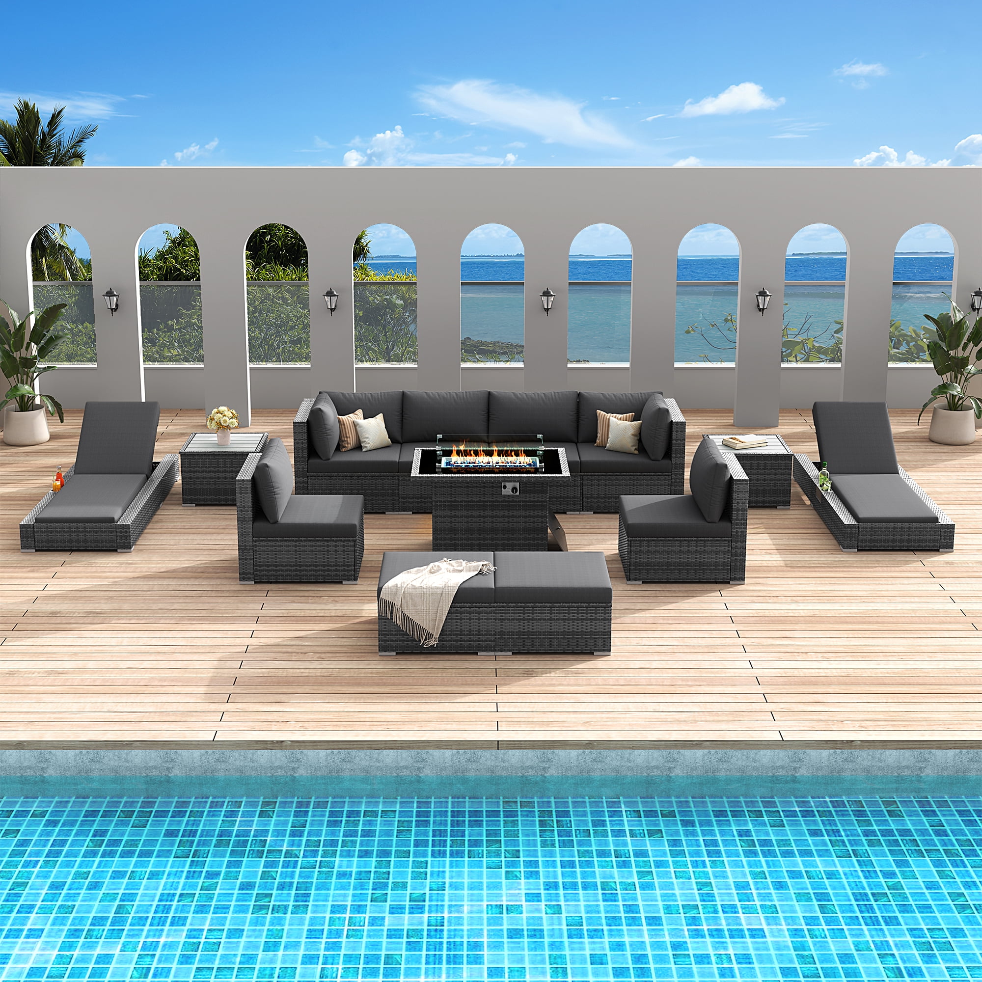 RADIATA® Large Outdoor Seating for 10 Person Patio Furniture Chaise ...