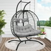 SWITTE Swing Egg Chair with Stand 2 Person Beige Wicker Egg Chairs ...