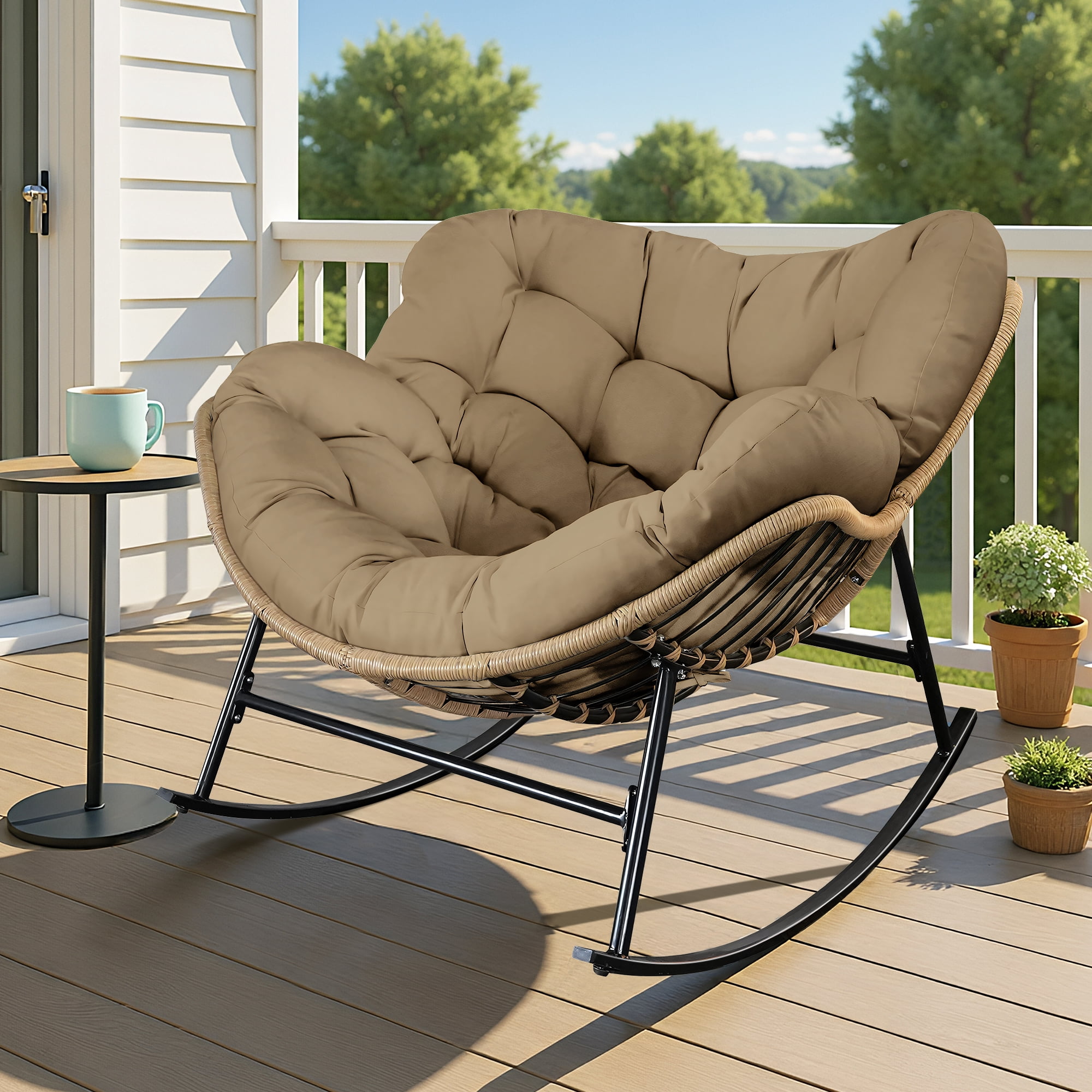 RADIATA Oversized Outdoor Papasan Rocking Chair for Patio, Heavy Duty ...
