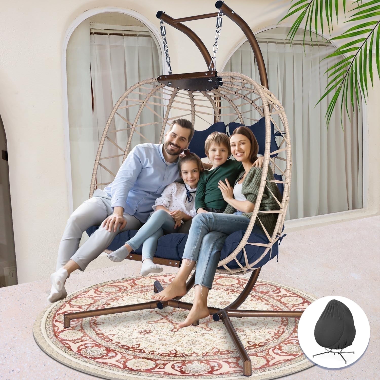 RADIATA Outdoor Large Egg Swing Chair with Stand Indoor Hanging Chair ...