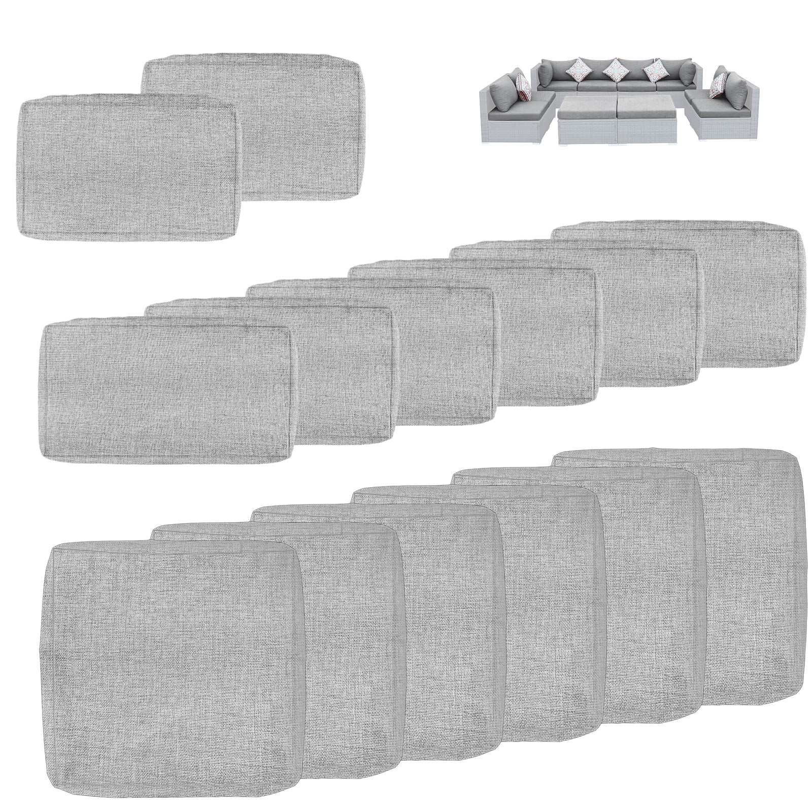 NICESOUL Outdoor Sofa Seat Cushion Covers - 27x27 Inch, Light Gray ...