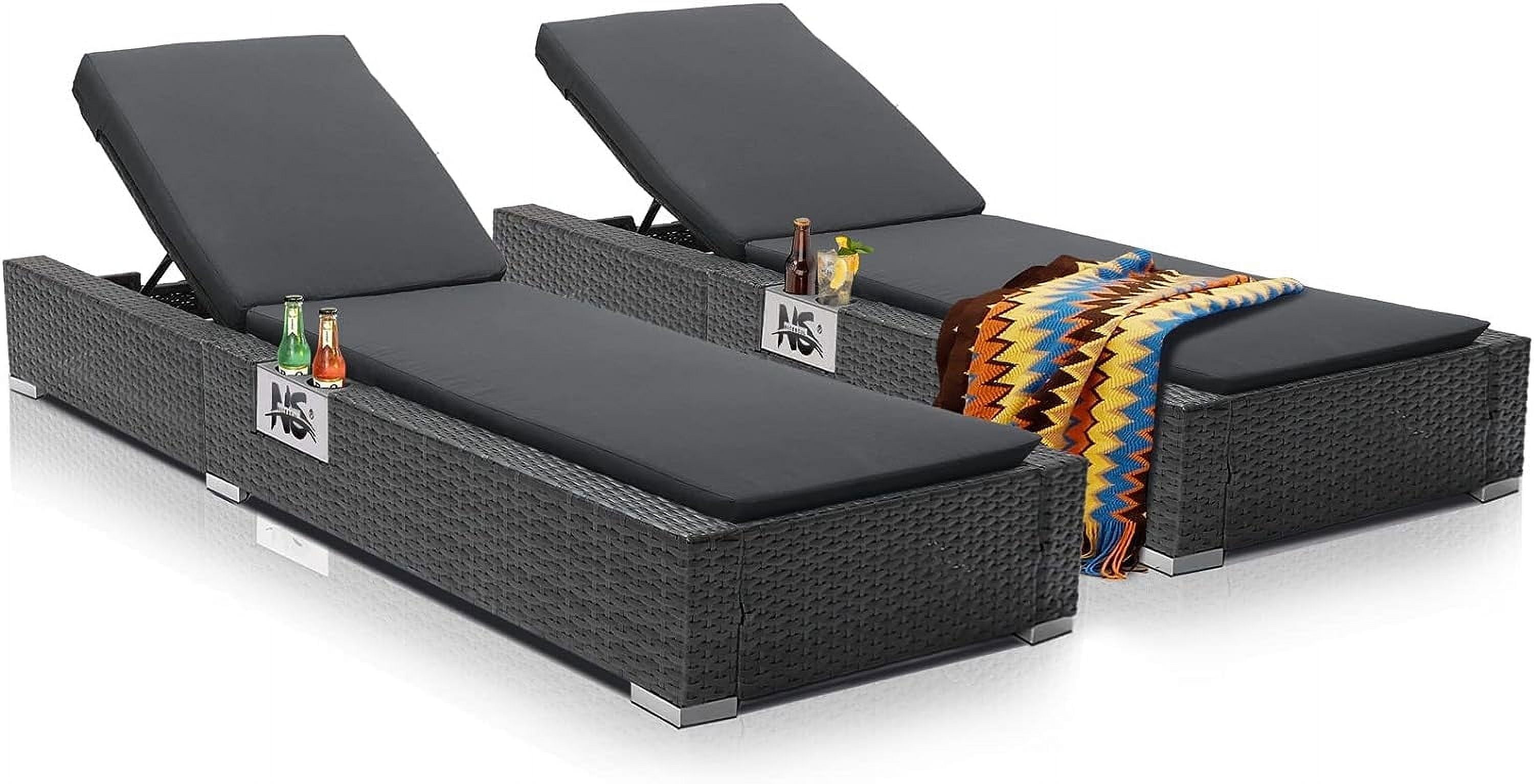 NICESOUL® Patio Wicker Lounge Chairs Set of 2 Conversation Chaise ...