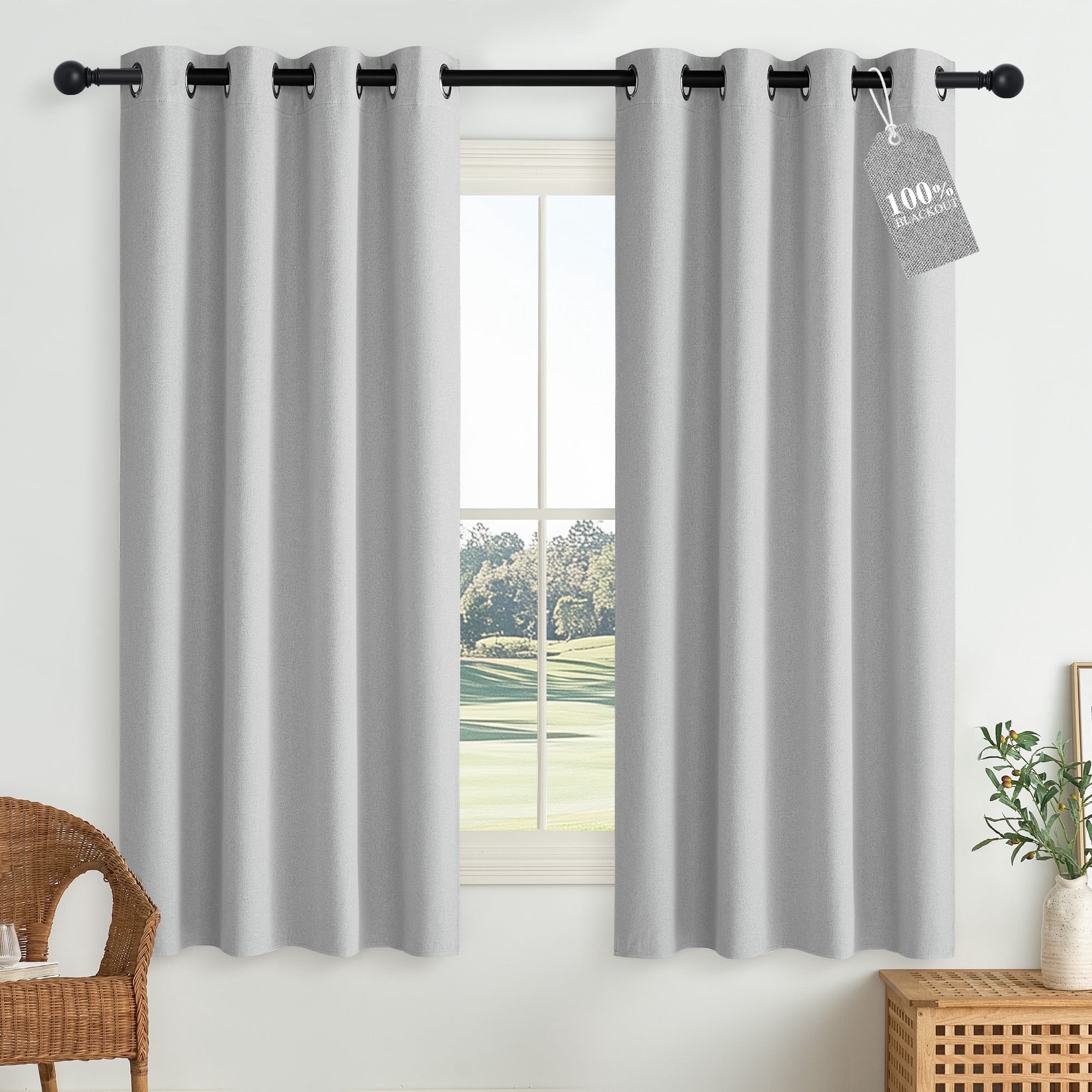NICETOWN 100% Blackout Linen Curtain for Bedroom Energy Smart & Noise ...