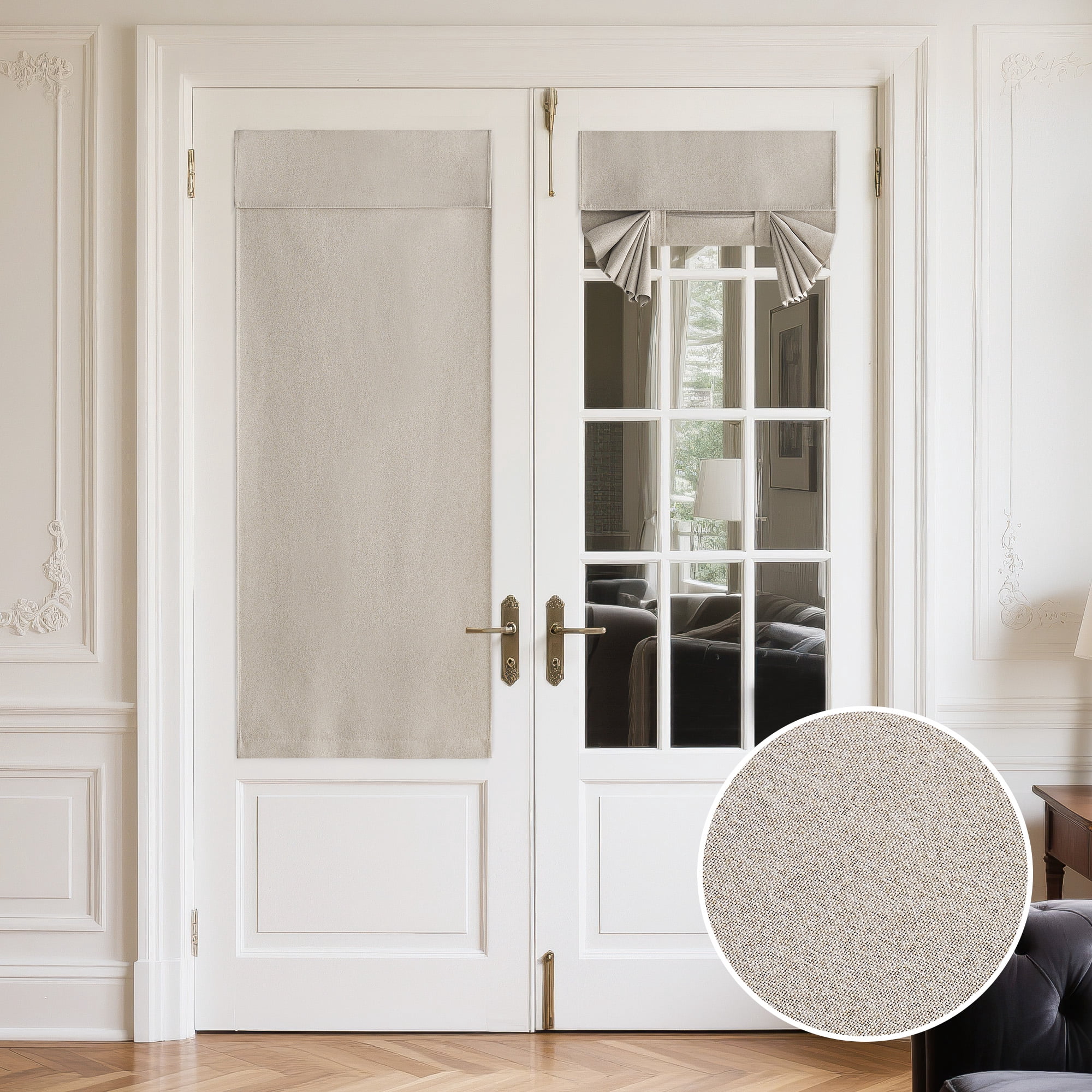 NICETOWN 100% Blackout Door Curtains, Linen Blended French Door Blinds ...