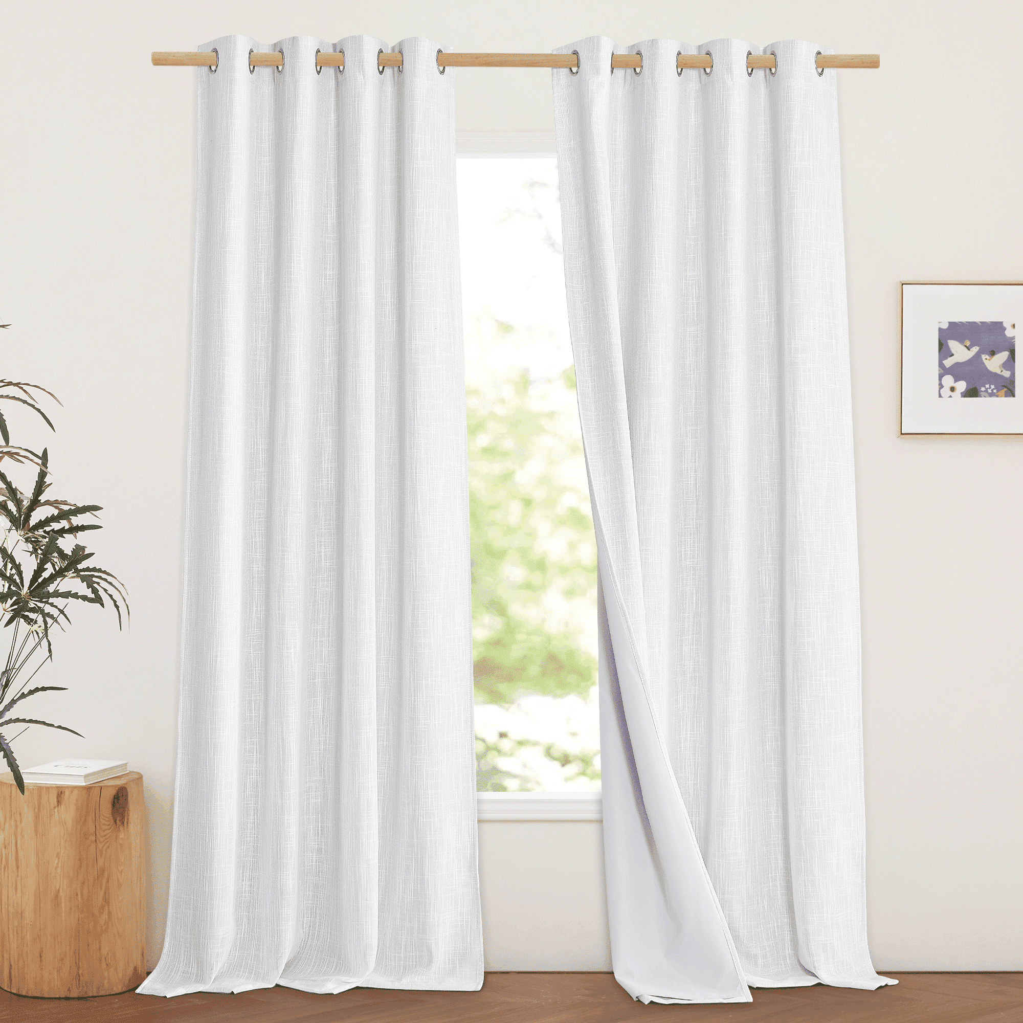 NICETOWN 100% Blackout Linen Curtains, Noise Reducing Energy Efficient ...