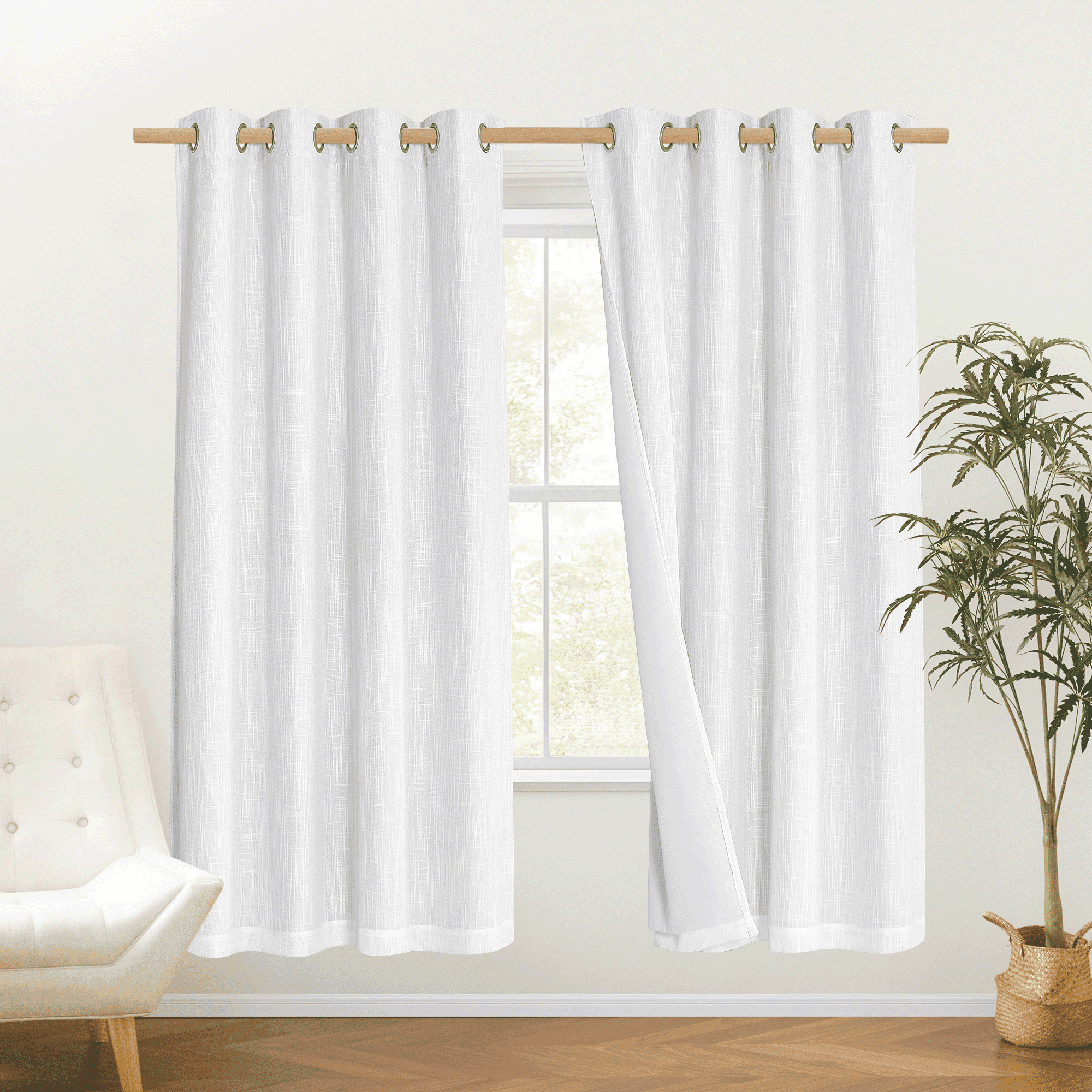 NICETOWN 100% Blackout Linen Curtains, Thermal Insulated Noise Reducing ...