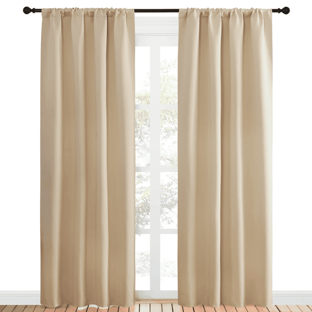 NICETOWN Biscotti Beige Blackout Curtains Rod Pocket Curtain Panels ...