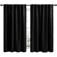 NICETOWN Casual Black Solid Print Home Back Tab Blackout Curtains, 52 ...