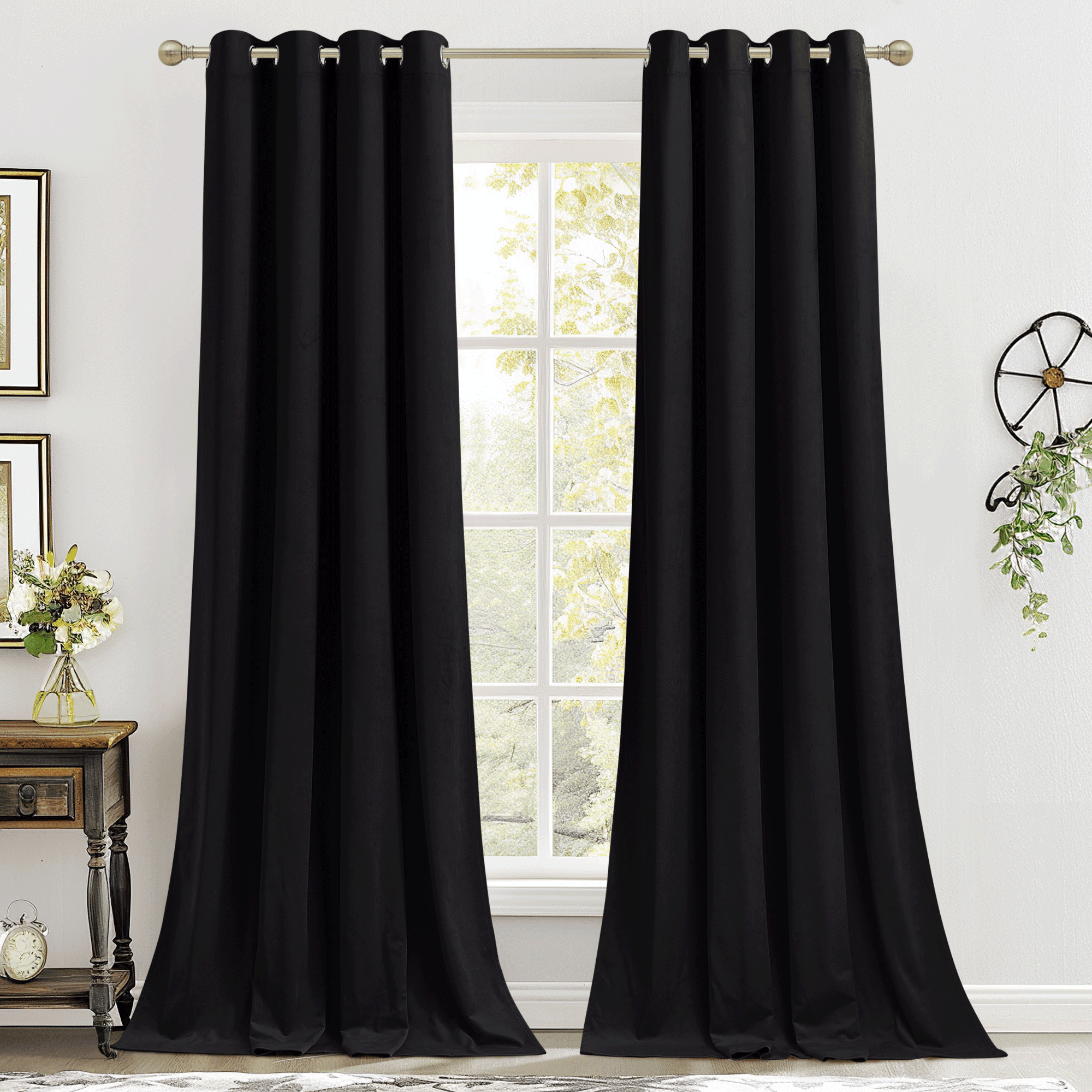 NICETOWN Black Velvet Curtain for Halloween, Light Blocking Thermal ...