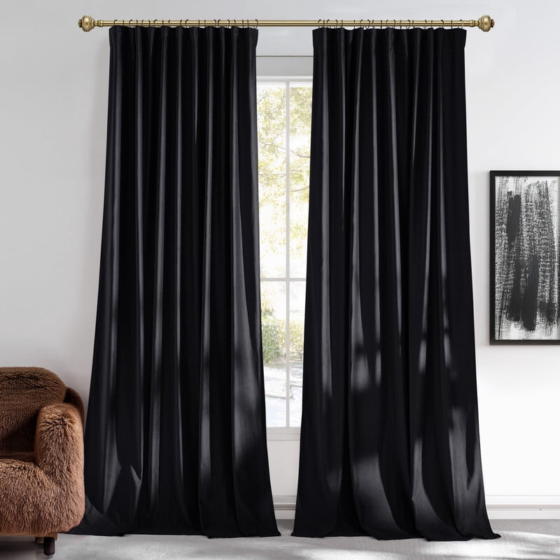 NICETOWN Black Velvet Curtains 84 inch Long, Thermal Insulated Room ...