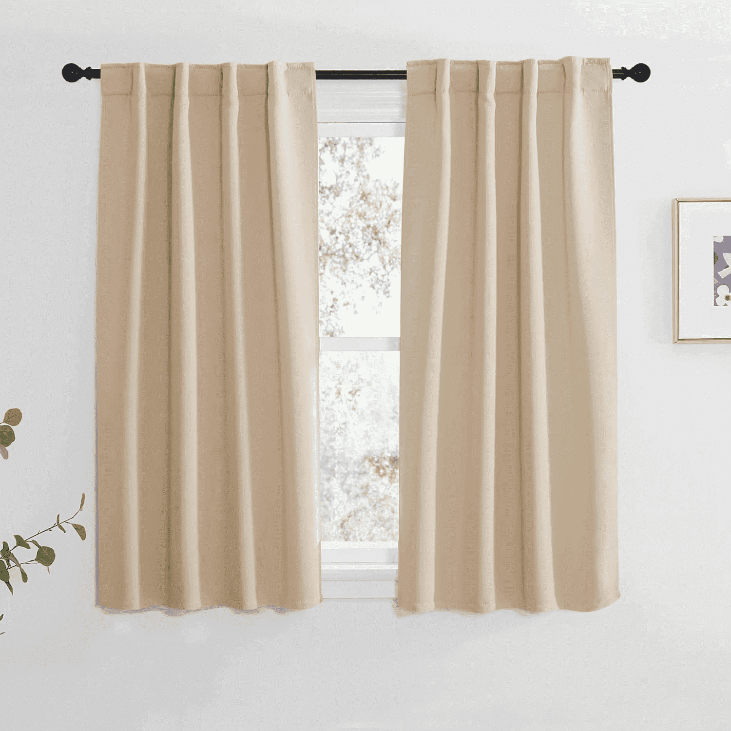 NICETOWN Blackout Bedroom Curtains Privacy Backtab & Rod Pocket Light ...
