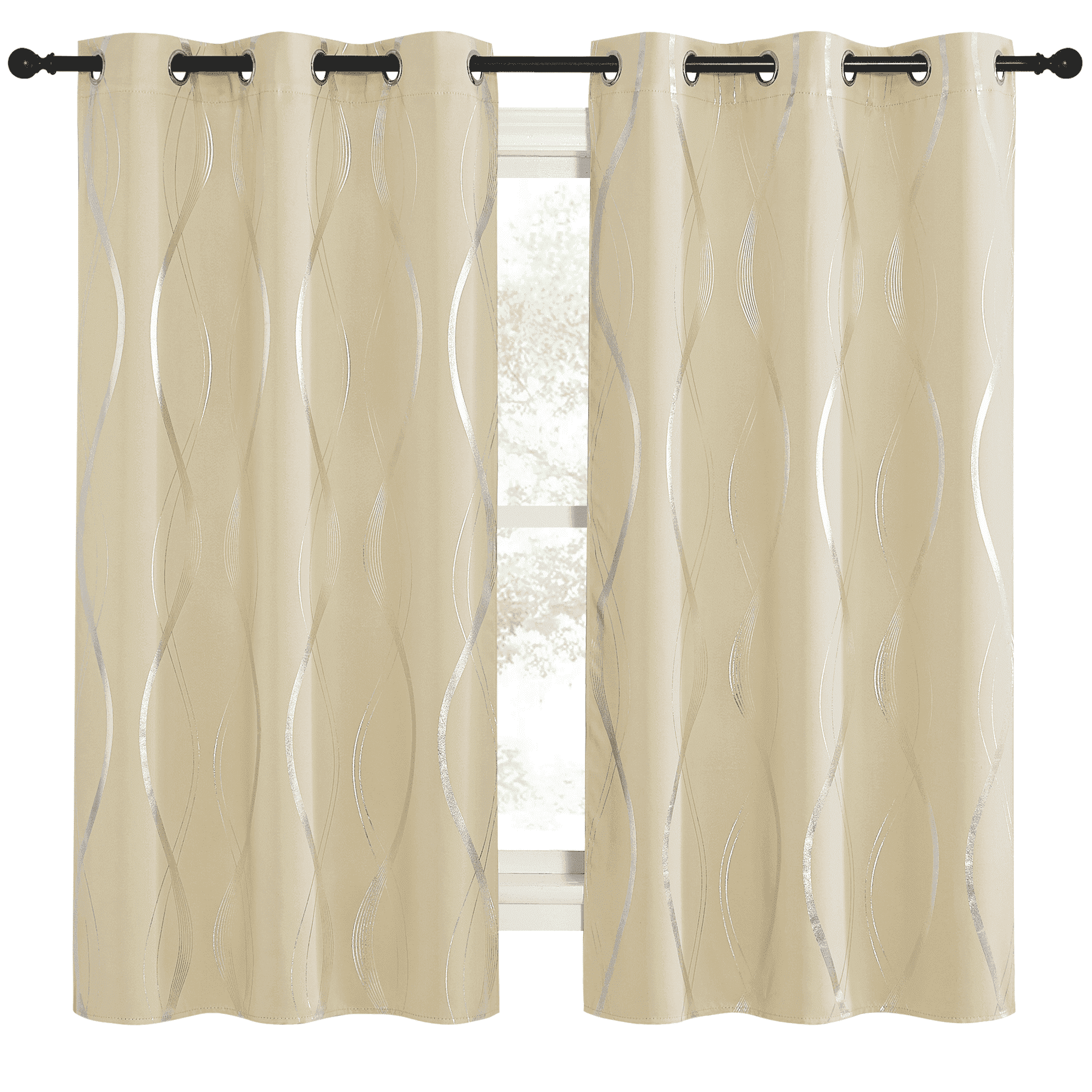 NICETOWN Blackout Curtain Panels for Bedroom Wave Print Window Curtains ...