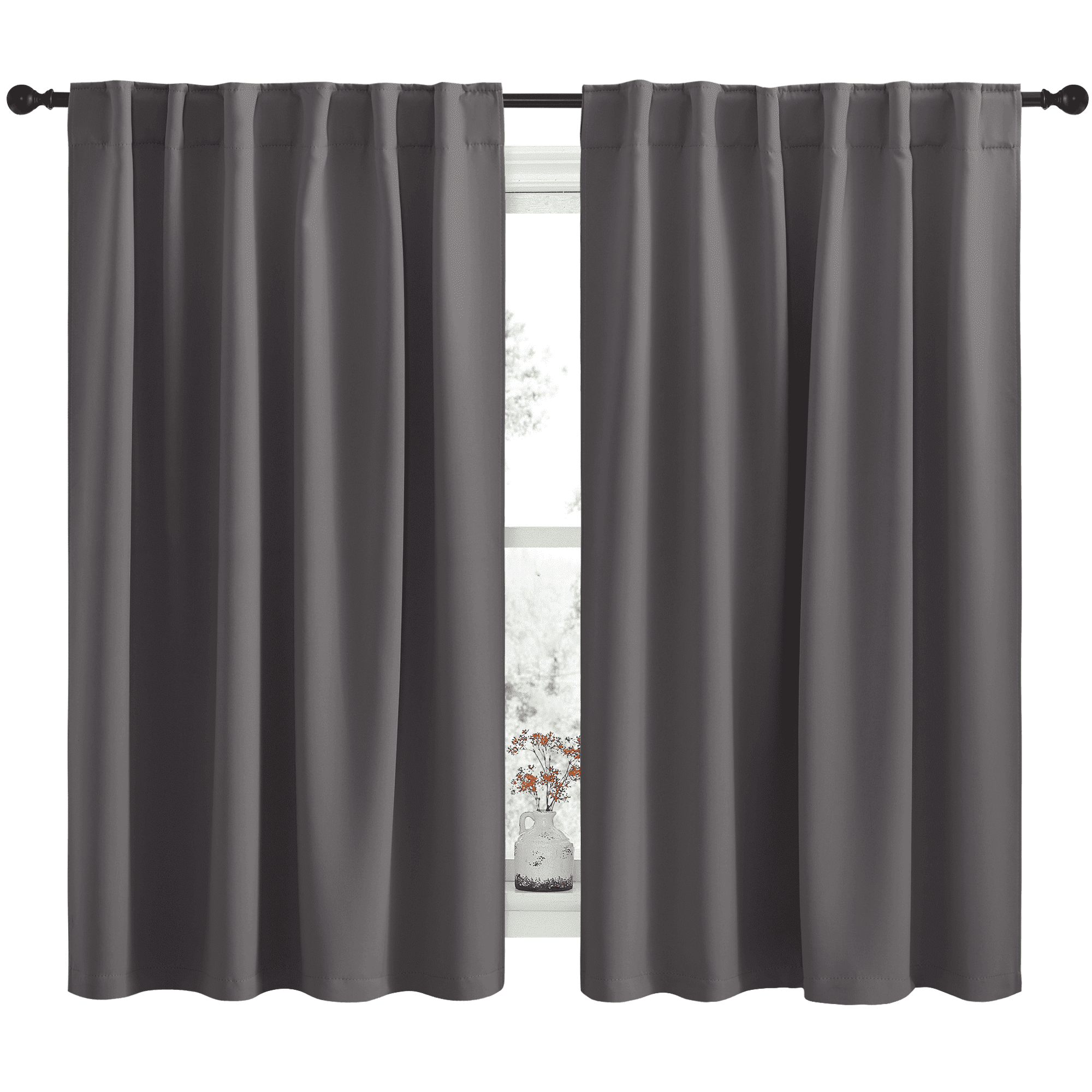 NICETOWN Blackout Curtains 2 Panels set Grey Back Tab and Rod Pocket ...