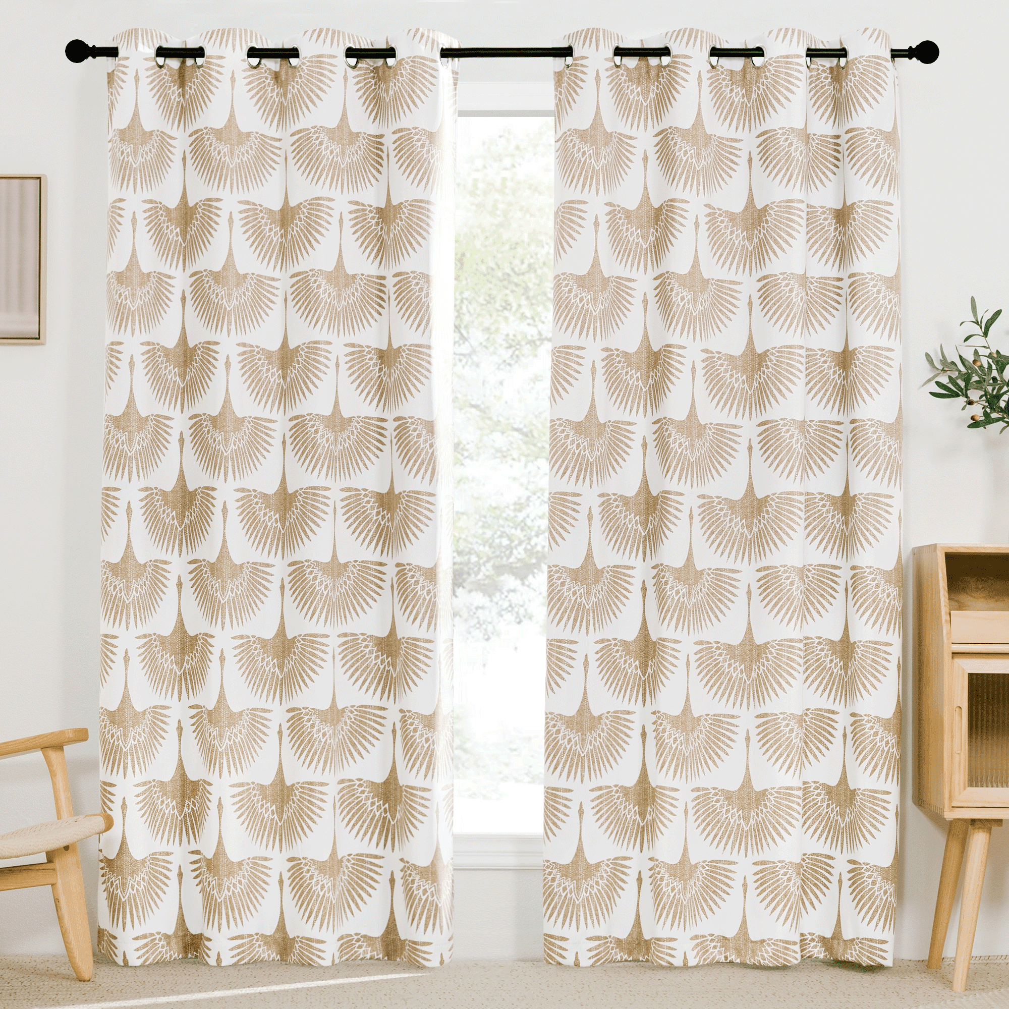 NICETOWN Blackout Curtains, Floral & Bird Pattern Curtains Thermal ...