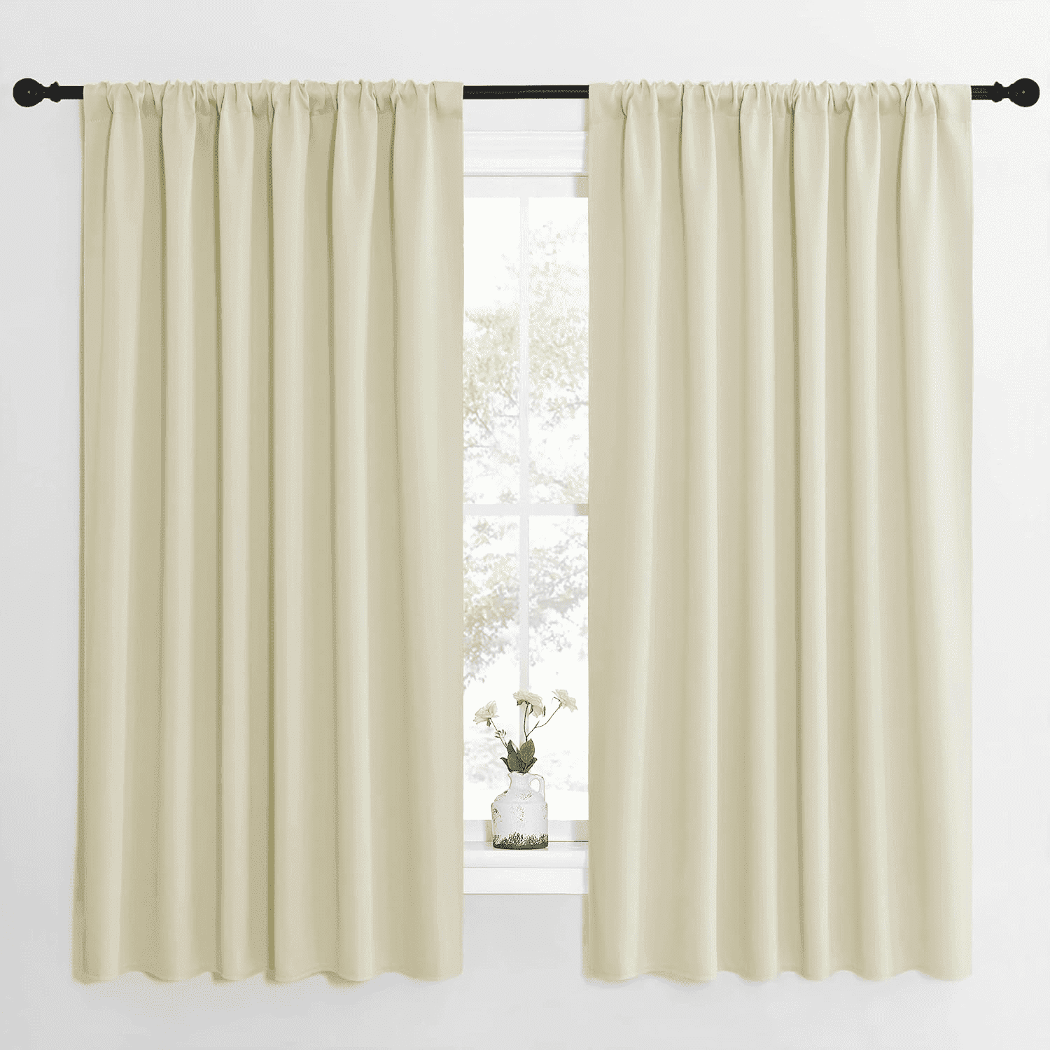 NICETOWN Blackout Curtains Thermal Insulated Noise Reducing Rod Pocket Modern Drapes, W62 x L63 ...