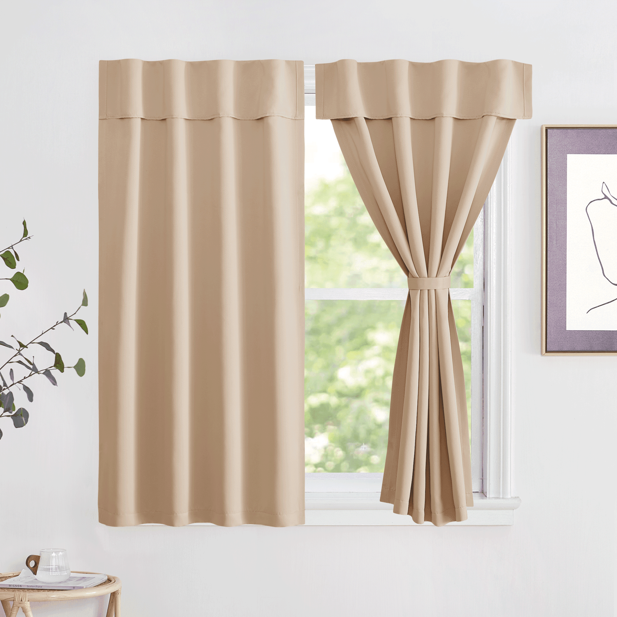 NICETOWN Blackout Kitchen Curtains, Thermal Insulated Solid Self Sticky ...