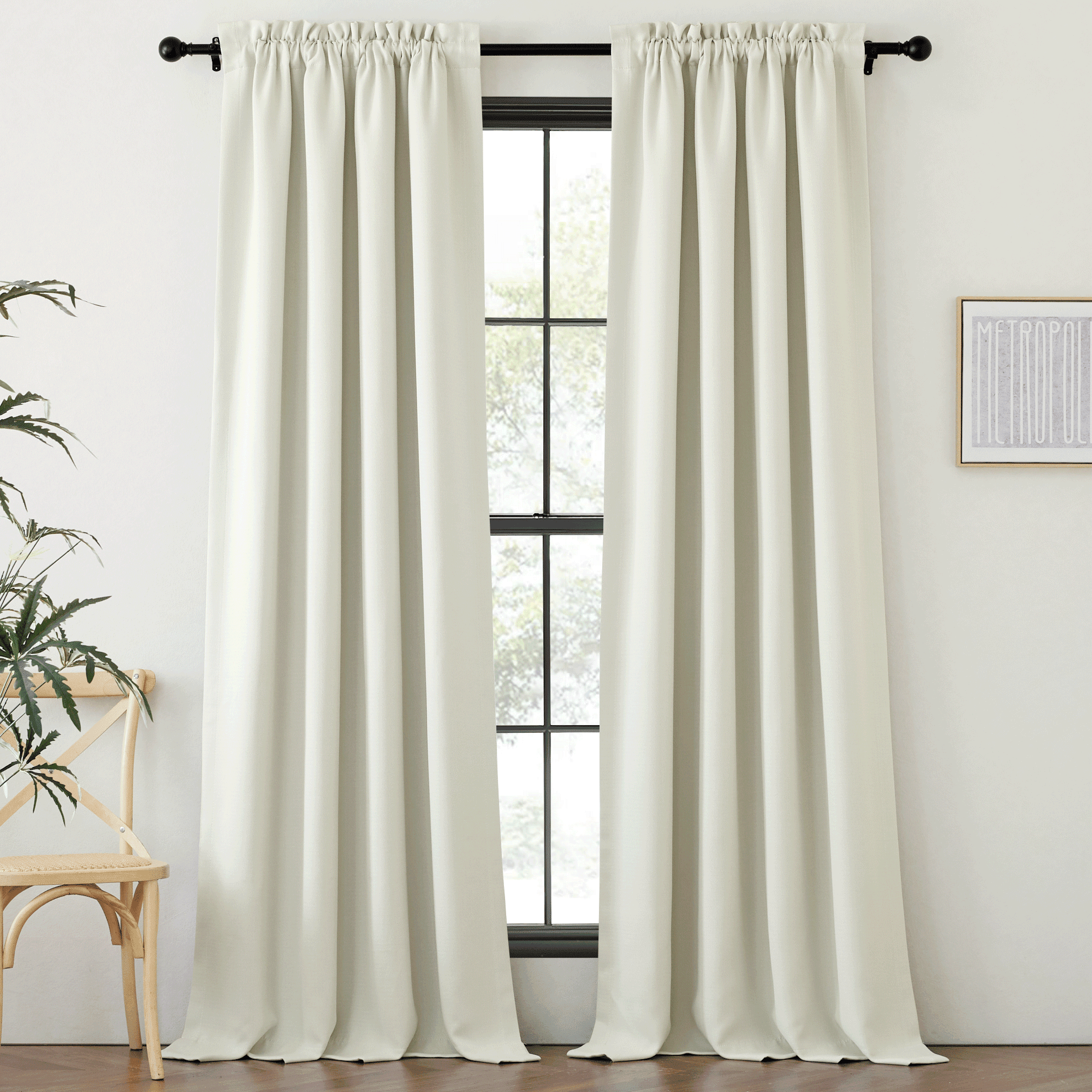 NICETOWN Blackout Linen Curtains for Living Room, Dual Rod Pocket ...
