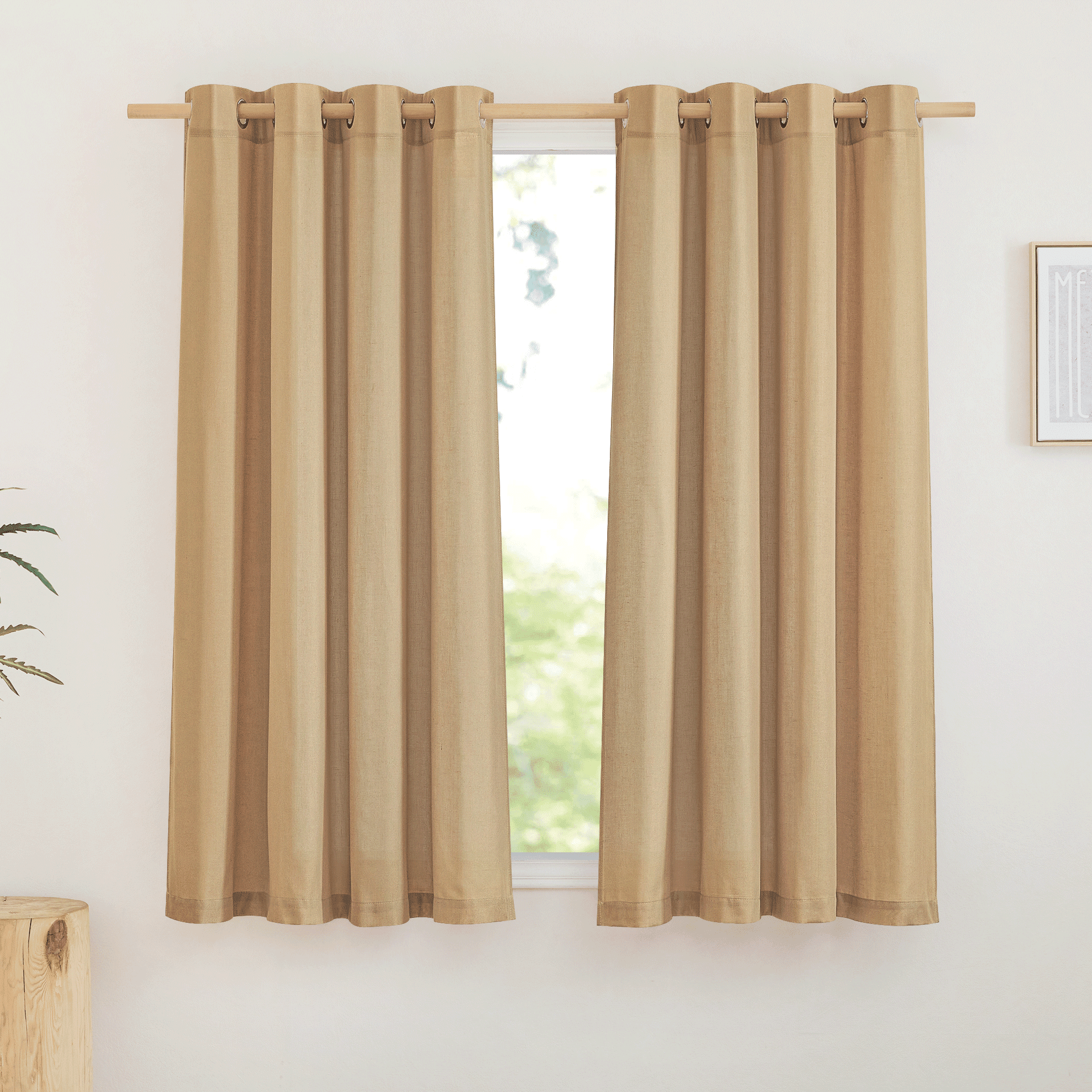 NICETOWN Burlap Linen Curtains for Nursery, Grommet Thick Linen Blend ...