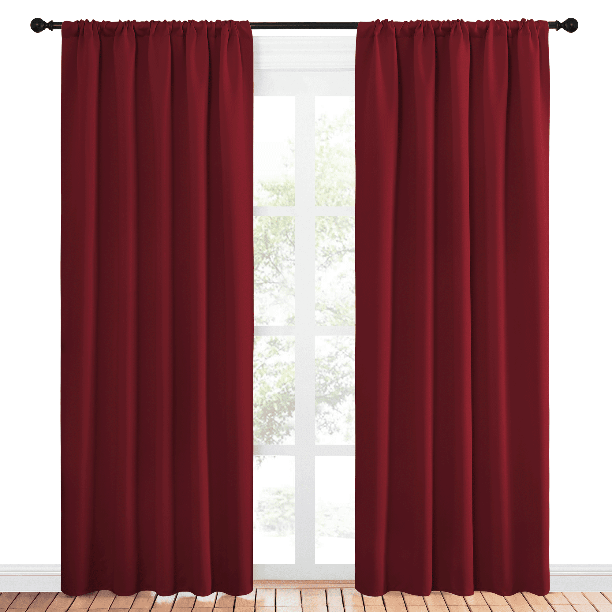 NICETOWN Christmas Red Blackout Curtains Rod Pocket Curtains Panels ...